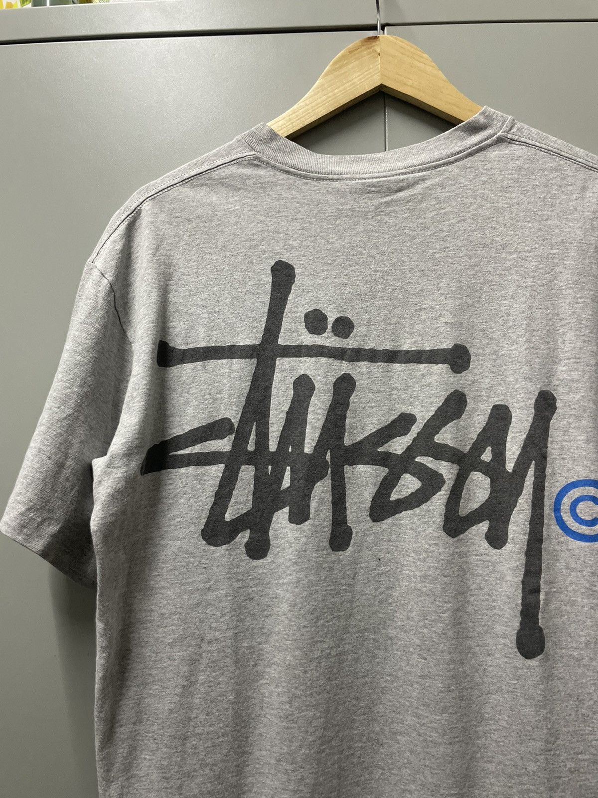 Vintage Vintage 90s Stussy Big Signature ( Grey on Black ) | Grailed