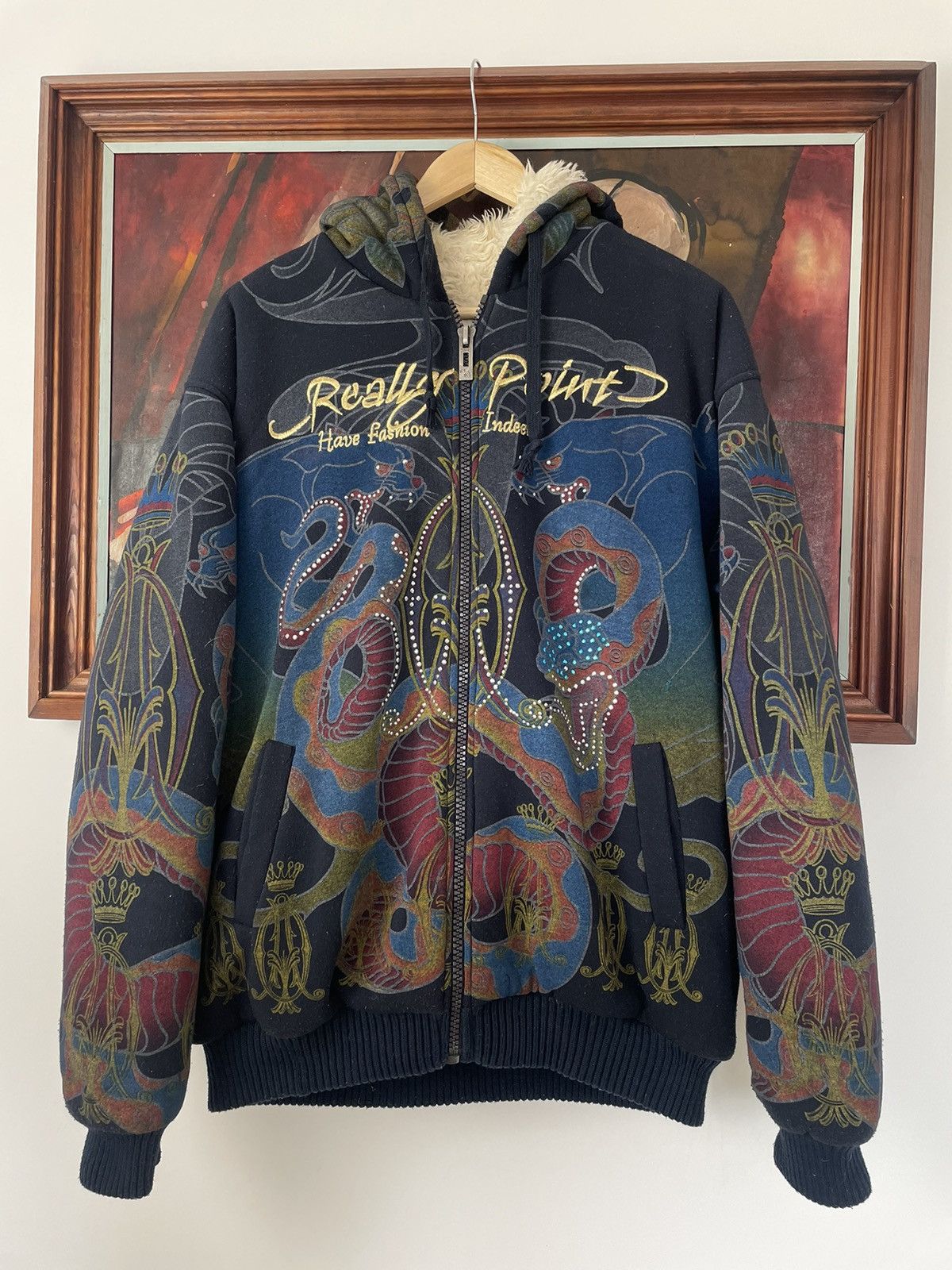 Vintage ️ ️ Really Point Like Ed Hardy Drip Zip Hoodie Fur Drip Rare ...