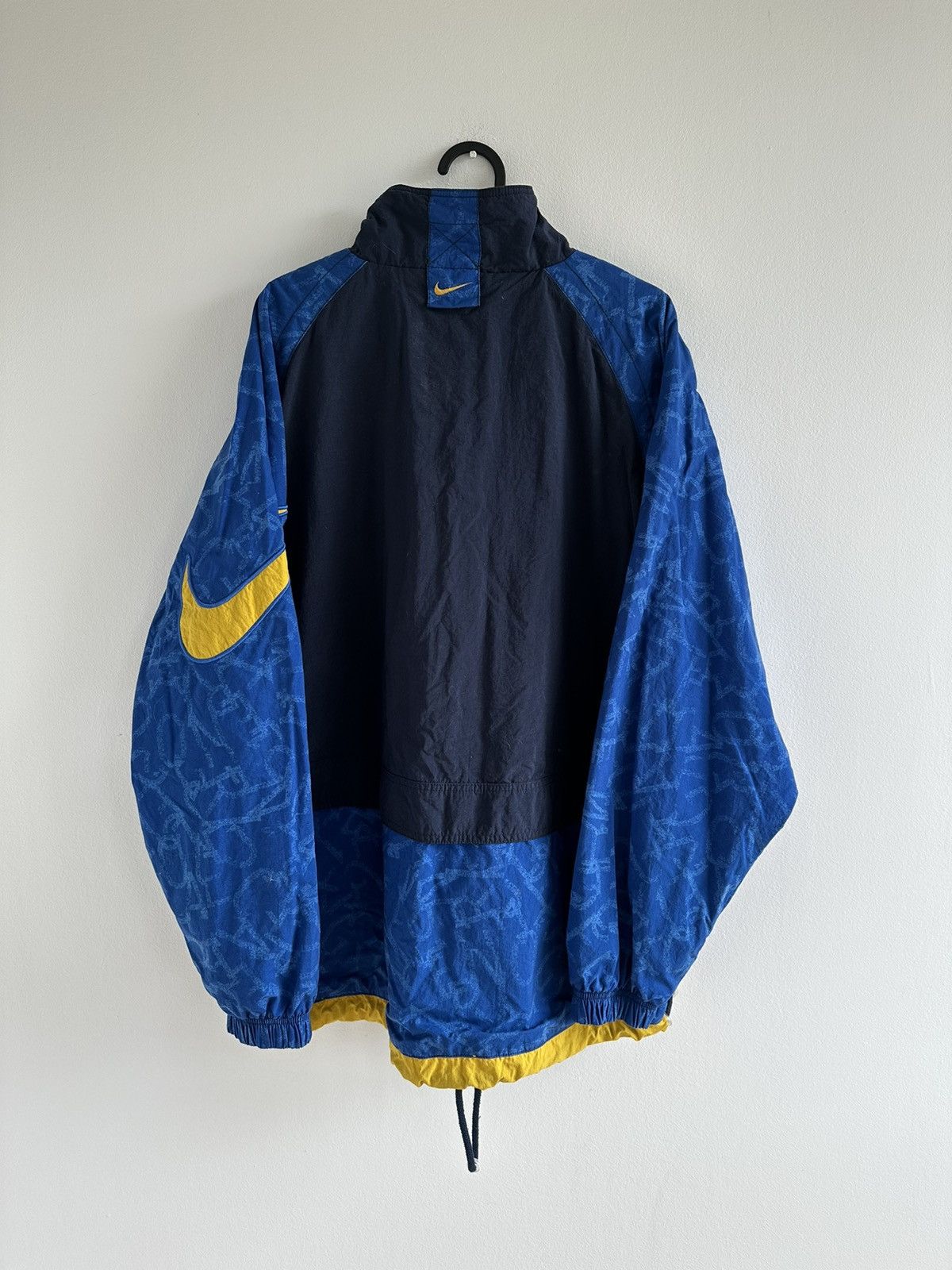 Nike RARE Vintage 90s Nike Blue Anorak Light Jacket Big Swoosh | Grailed