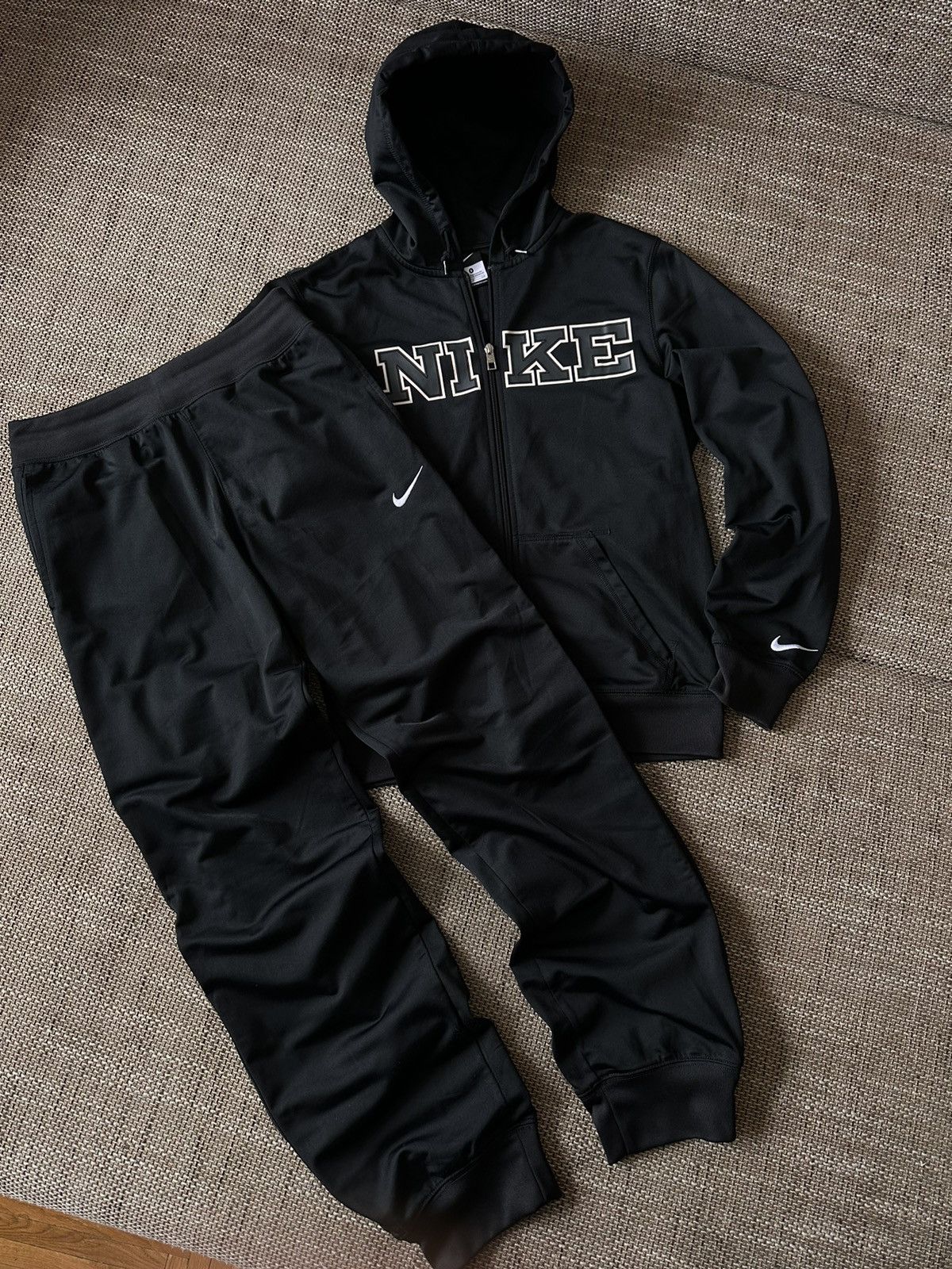 Nike × Nike ACG × Vintage Vintage Nike Centr Logo Drill Black Tracksuit ...