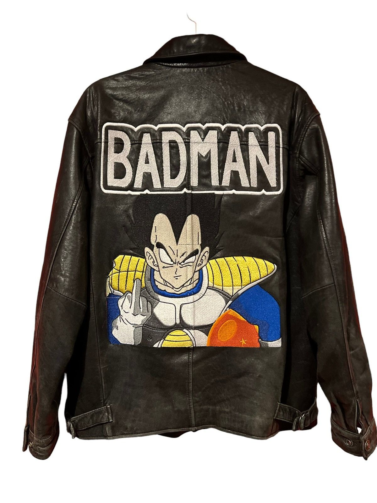 Other Vintage lamb leather black jacket vegeta anime bad man DBZ | Grailed