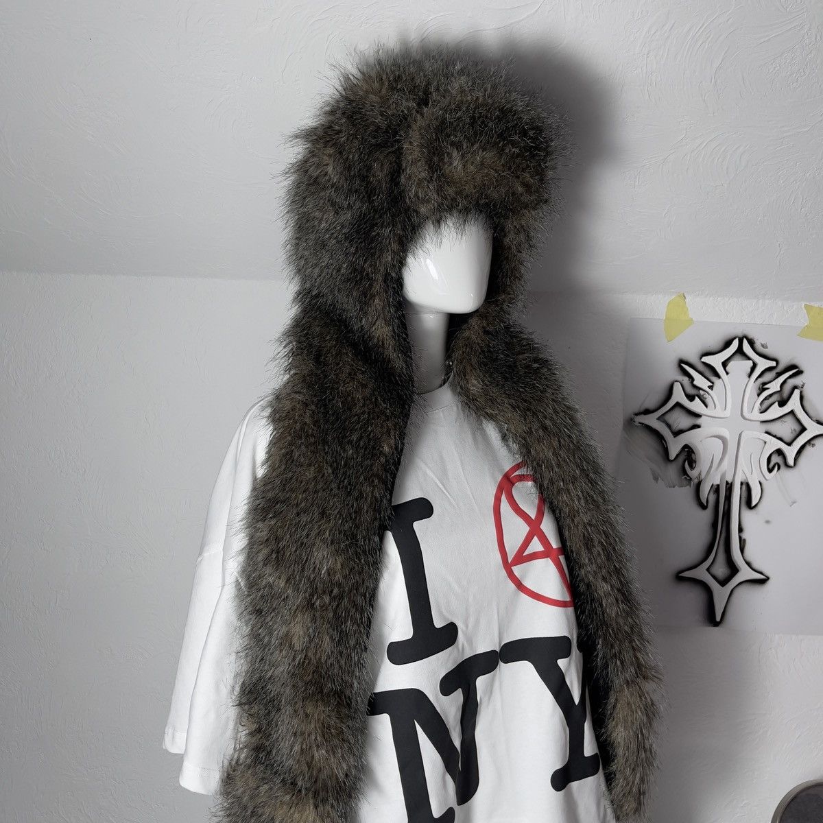 Streetwear × Vintage Vintage 90s Alt Ushanka Mohair Fuzzy Trapper Fur ...