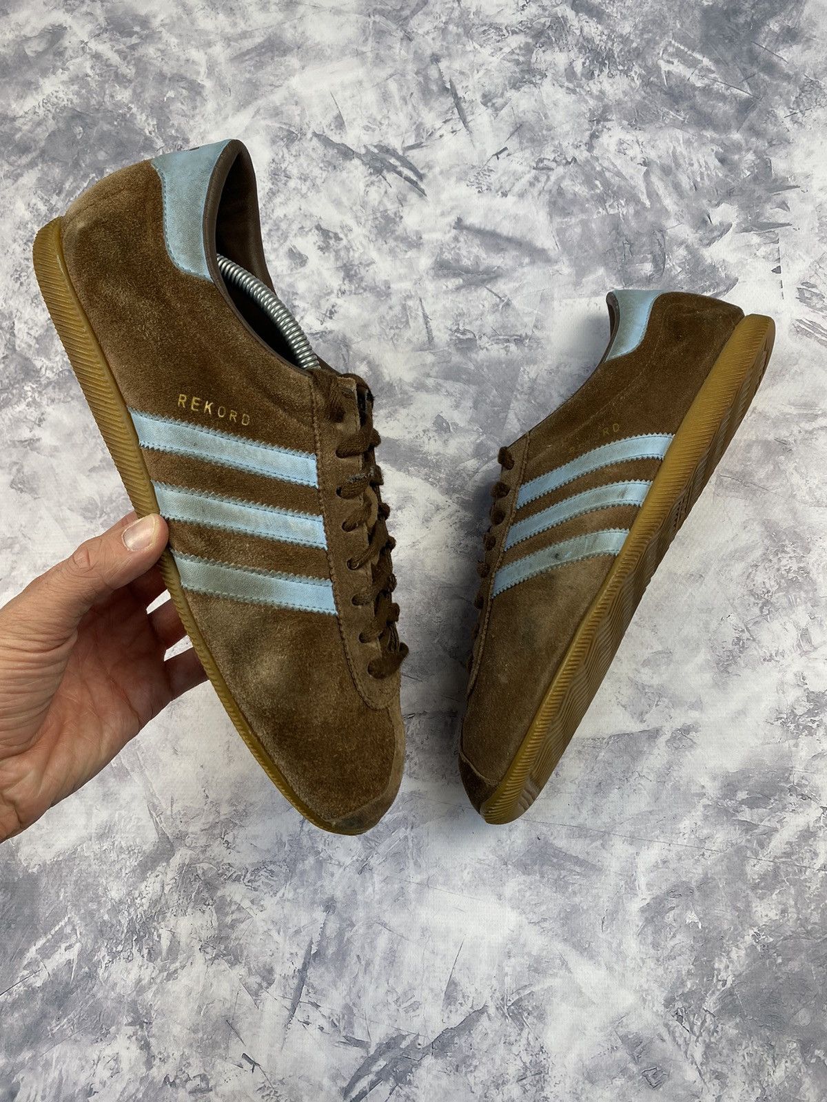 Adidas × Streetwear × Vintage VTG Adidas Record brown suede blue ...