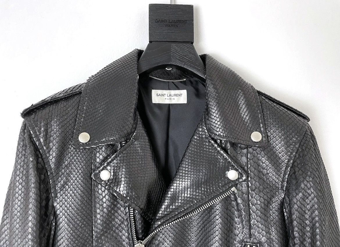 Hedi Slimane × Saint Laurent Paris 32.500$ PYTHON L01 BIKER JACKET ULTRA RARE | Grailed