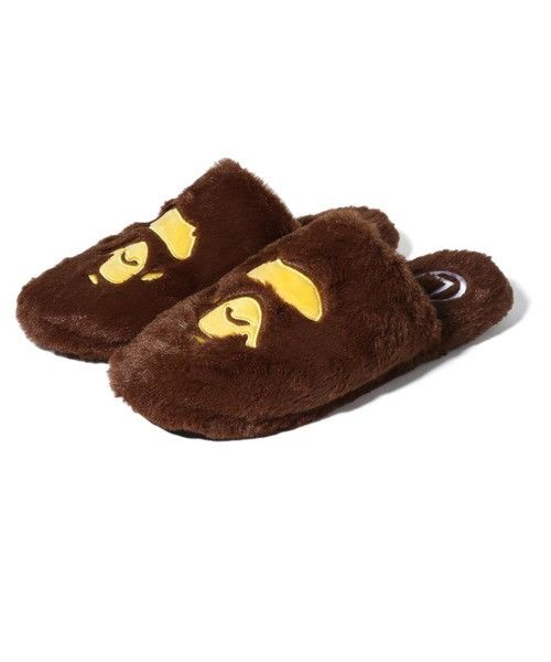 Bape A BATHING APE APE HEAD SLIPPERS M Brown Free Size | Grailed