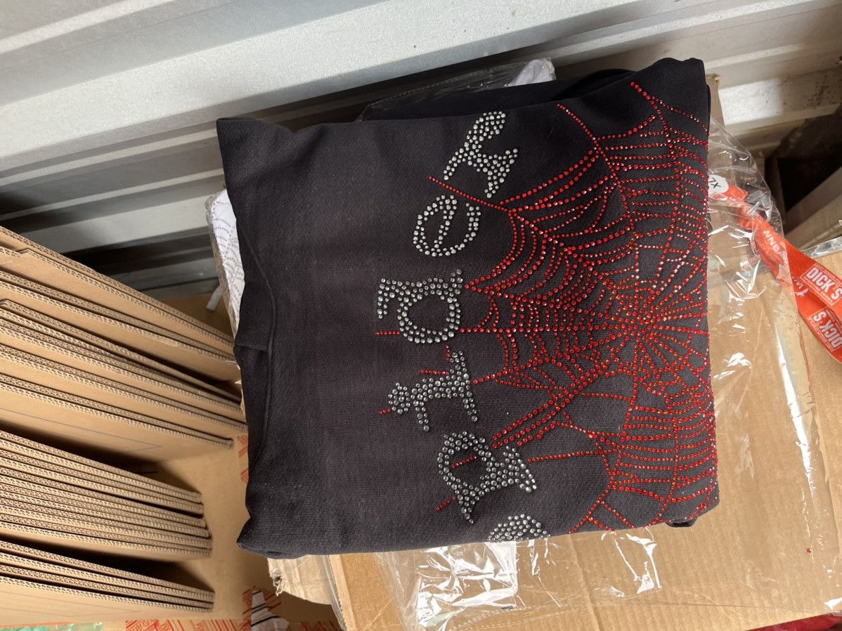 Spider Worldwide Sp5der Black Rhinestone Hoodie | Grailed