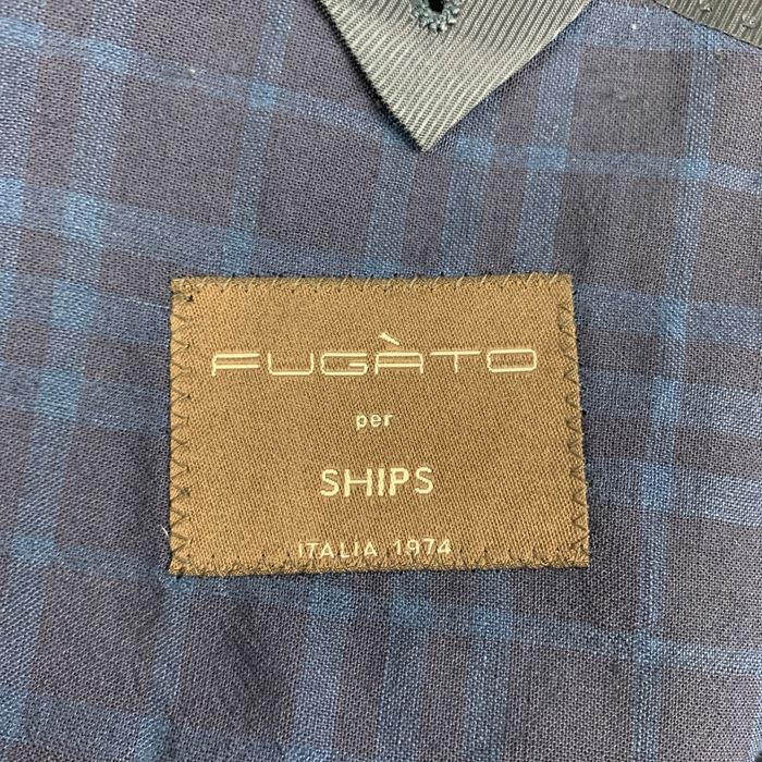 Ships FUGATO for Navy Blue Plaid Flax Wool Sport Coat | Grailed