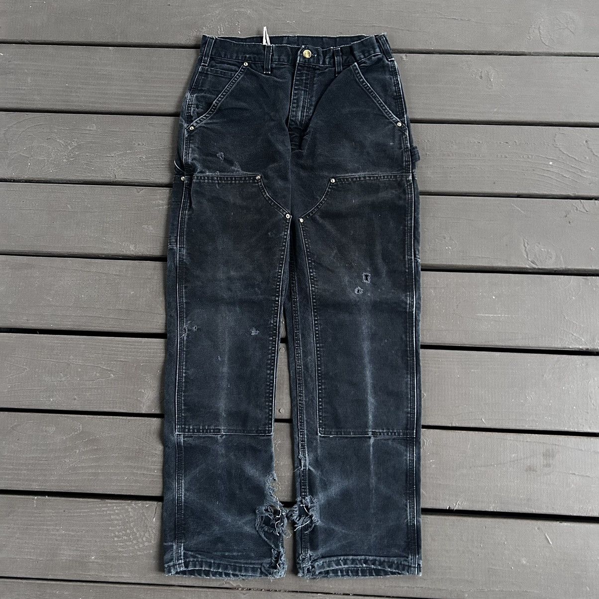 Carhartt × Vintage Vintage 90s Carhartt Black Double Knee Logger Pants ...