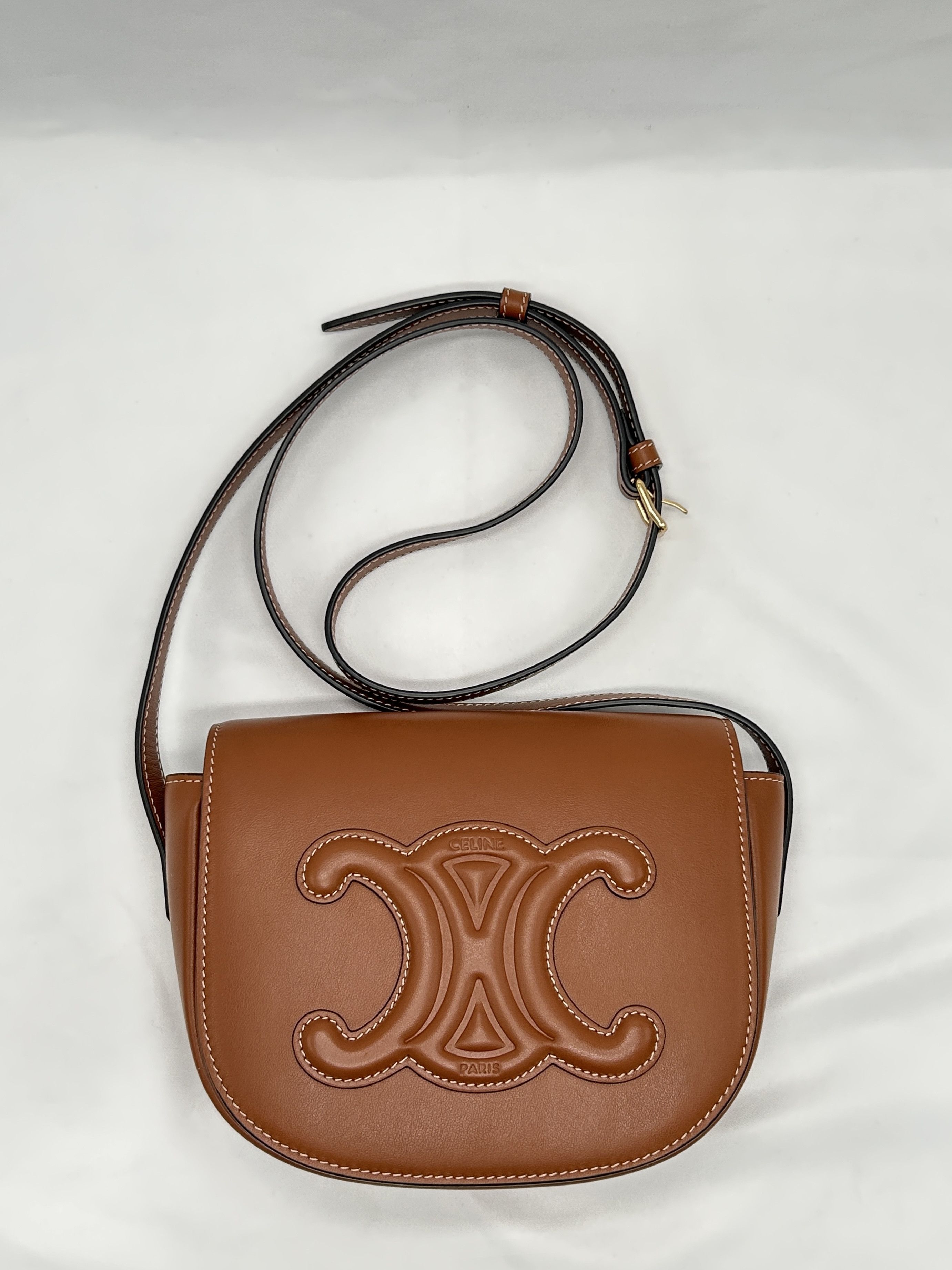 Celine Celine Triomphe Folco Cuir in Smooth Calfskin - Tan | Grailed