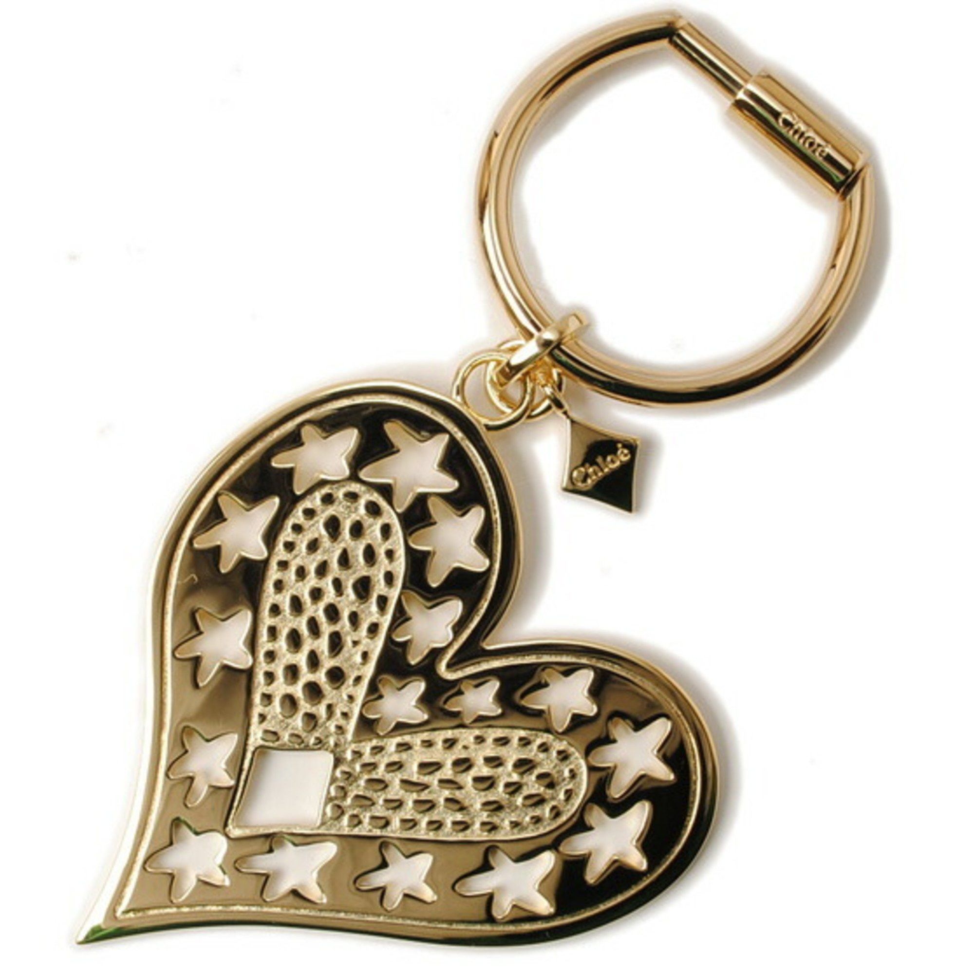 Chloe Chloé Chloe Keychain Keyring Heart Motif Light Gold 3K0386-CB7 ...