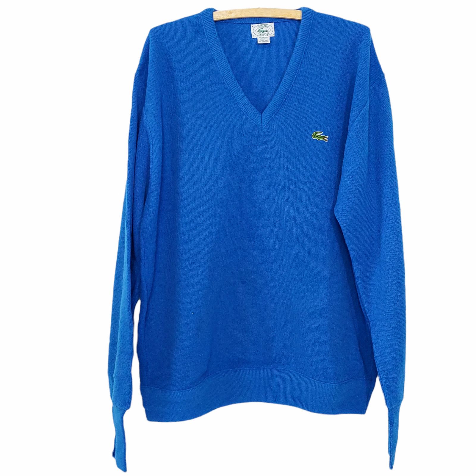Izod Vintage IZOD Lacoste Royal Blue Orlon Acrylic V-Neck Sweater | Grailed