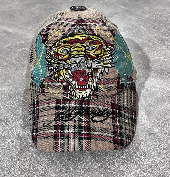 Ed Hardy Ed Hardy Nova Check Burberry Style Cap Tiger Hat | Grailed