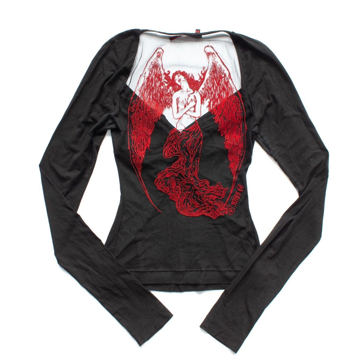 Miss Sixty Miss Sixty fallen angel sheer back long sleeve stretchy top ...
