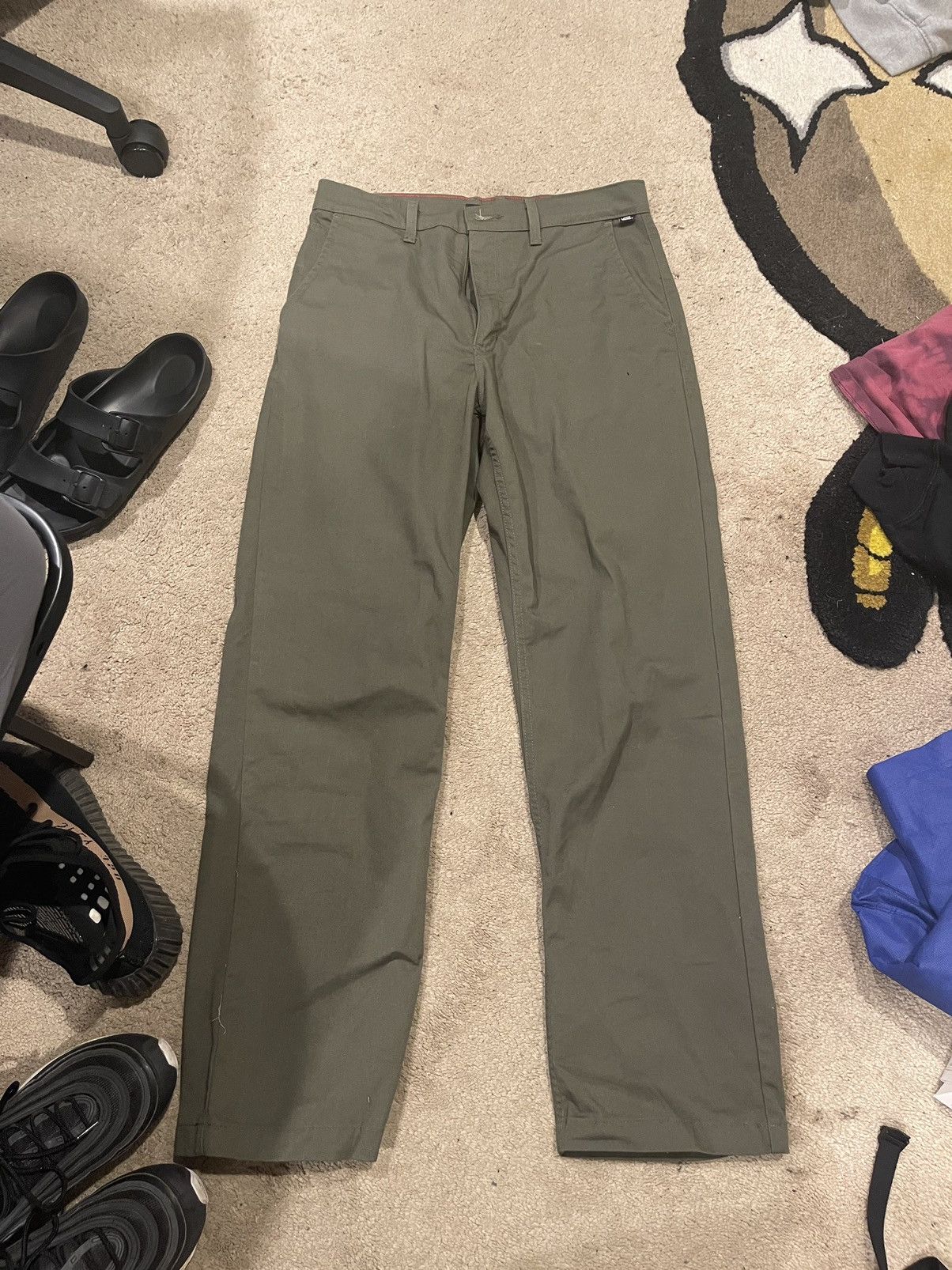 Vans Loose Fit Olive Vans Pants | Grailed