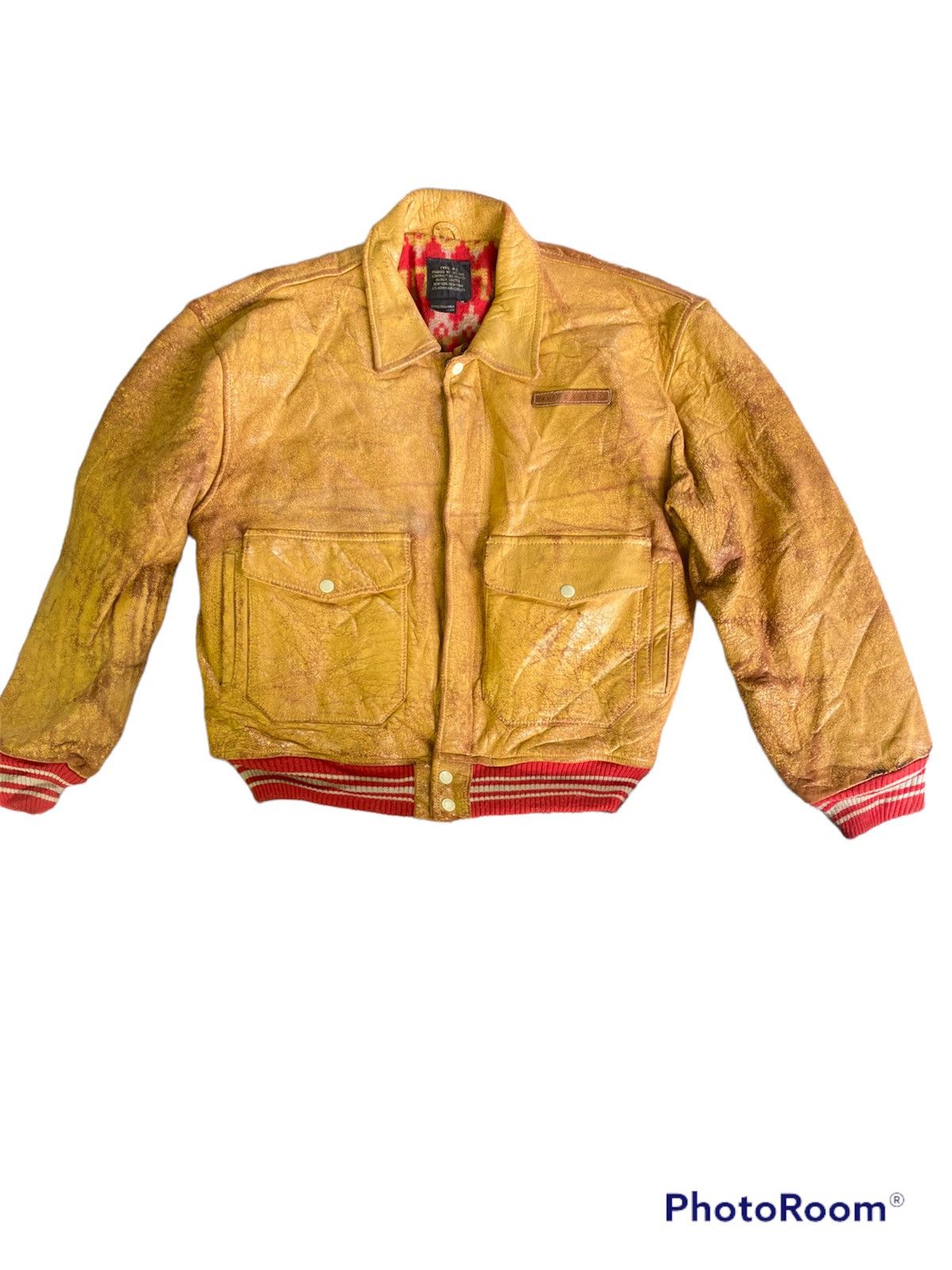 A2 Flyers Leather × Avirex VINTAGE AVIREX TYPE A-2 VARSITY JACKET WITH ...