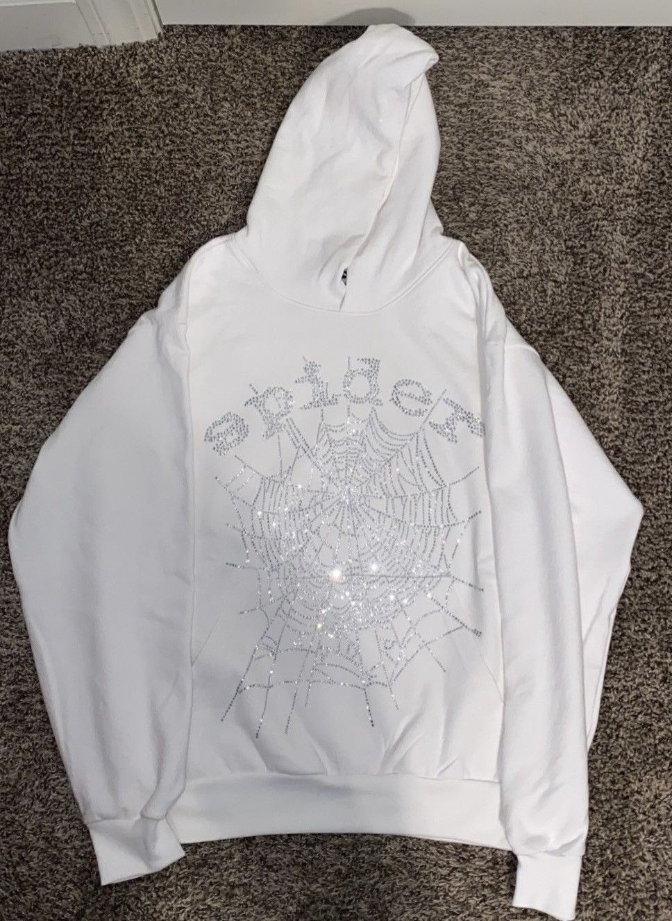 Spider Worldwide White rhinestone Sp5der hoodie | Grailed