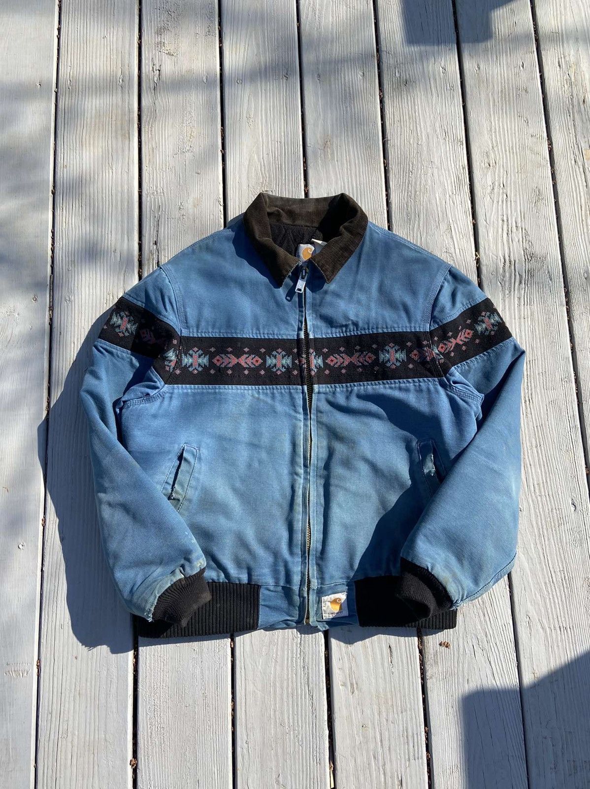 Vintage Vintage Thrashed Carhartt Aztec Style Detroit Sahara Jacket ...