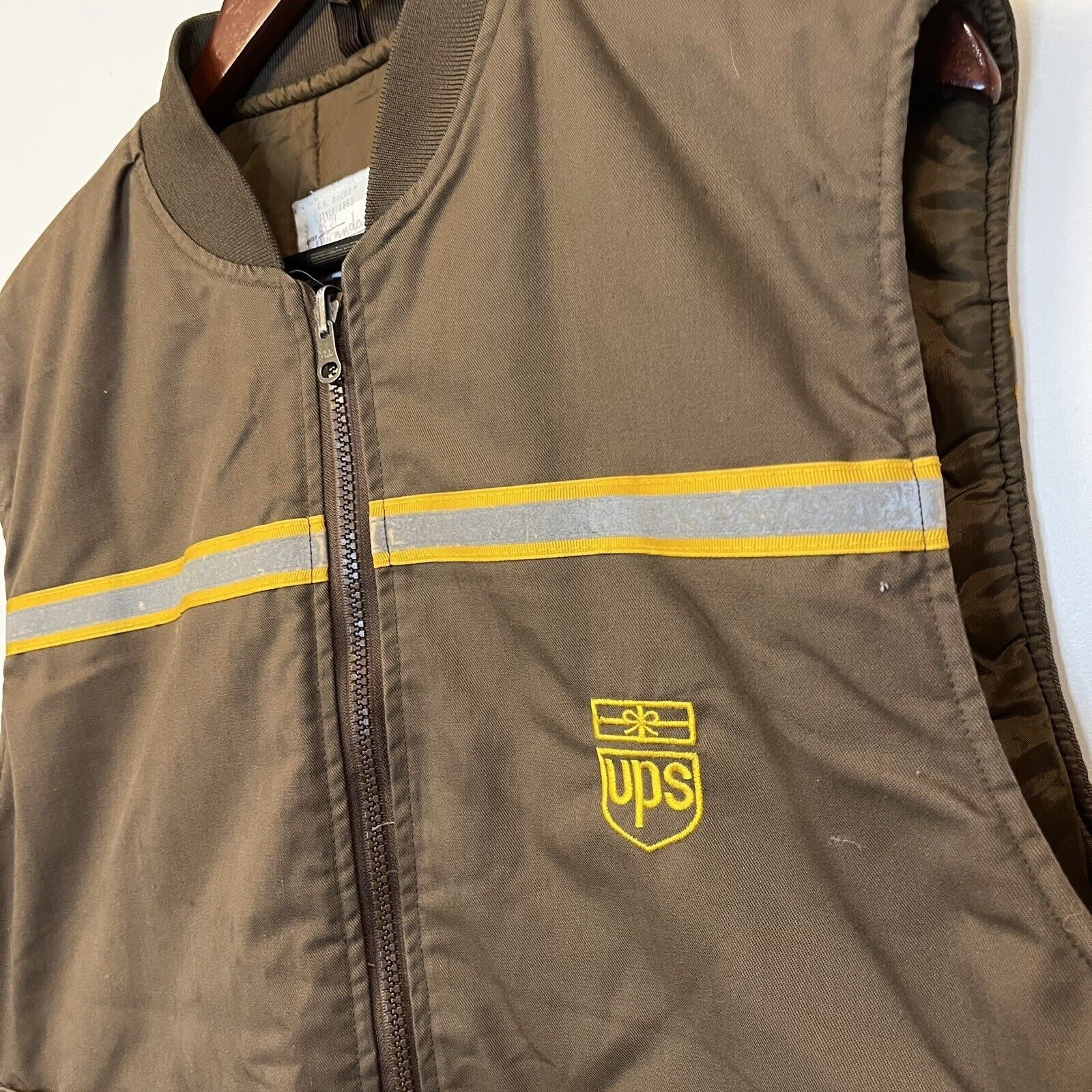 Vintage UPS Employee Uniform Bomber Full Zip Up VEST Brown L | Grailed