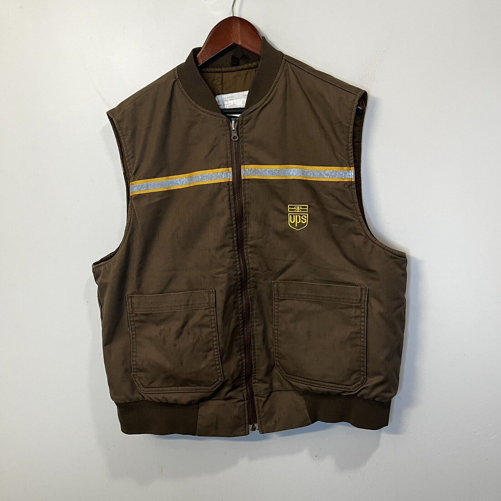 Vintage UPS Employee Uniform Bomber Full Zip Up VEST Brown L | Grailed