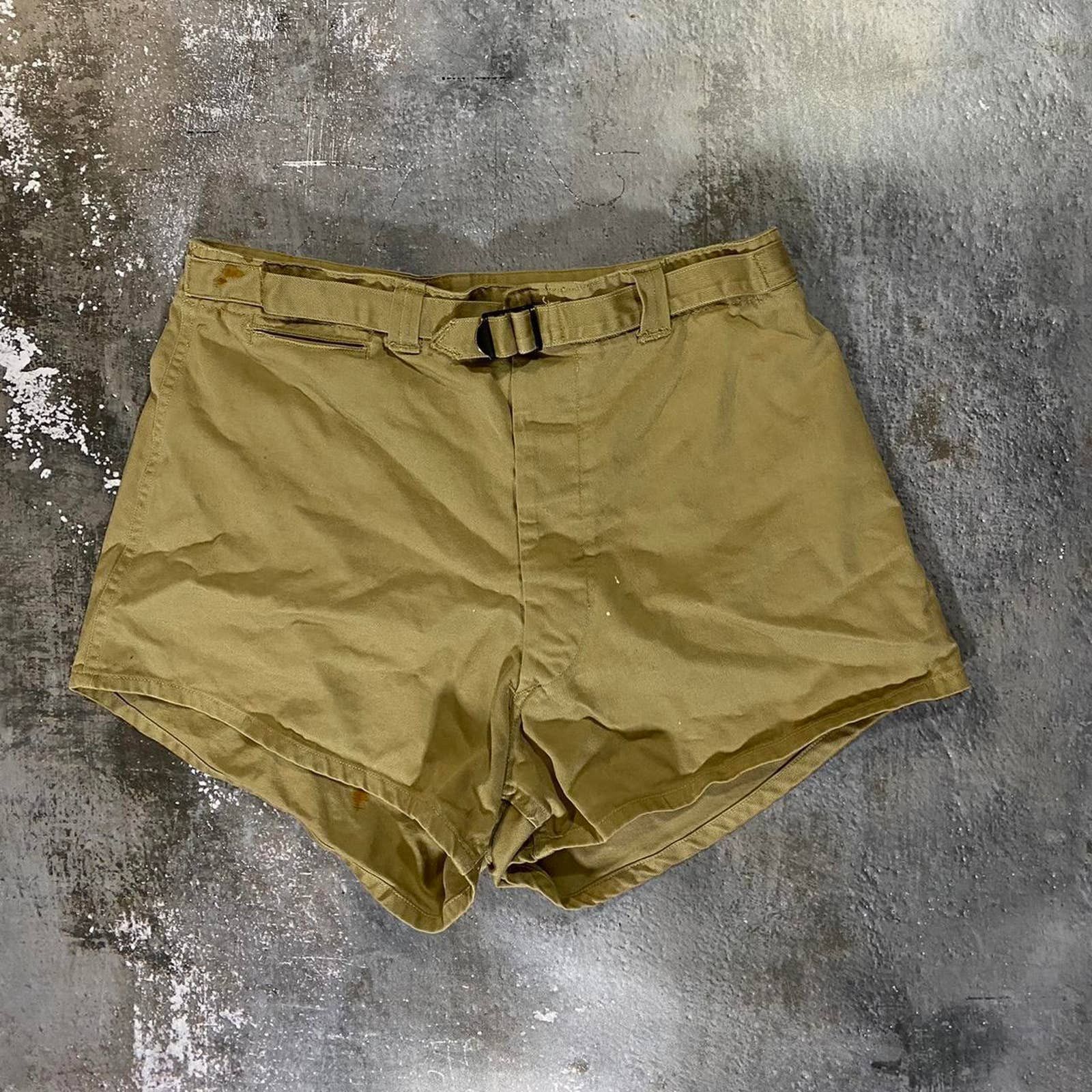 Vintage Vintage Military Shorts Built in Belt. Button fly Tan Safari ...