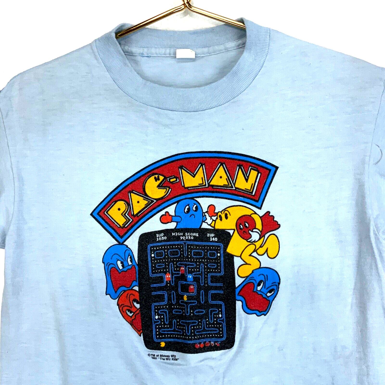 Vintage Vintage Pac-Man T-Shirt Size Large 1981 Blue Single Stitch 80s ...