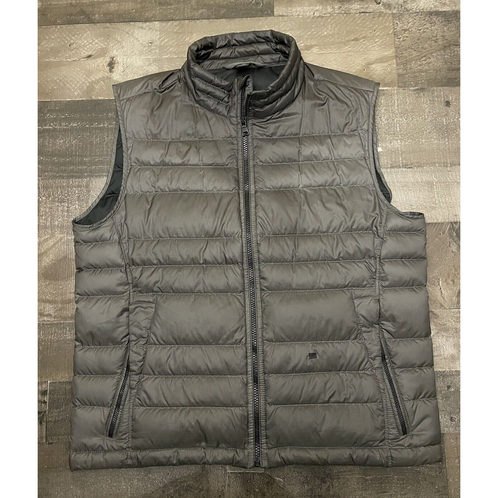 Hugo Boss Authentic HUGO BOSS Black Label Men Gray Real Down Puffy Vest ...