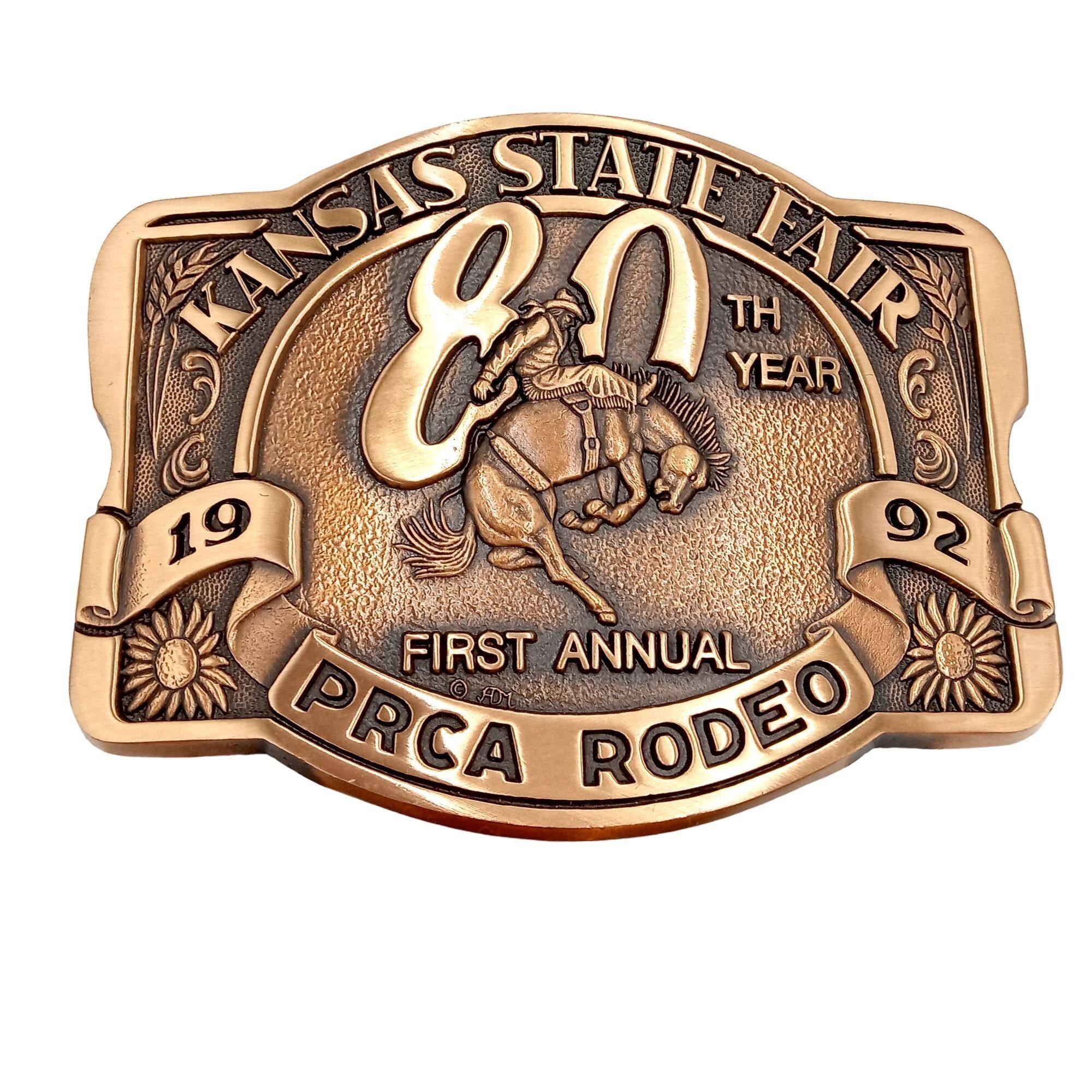 Vintage 1992 PRCA Rodeo Belt Buckle Kansas State Fair First Annual ...