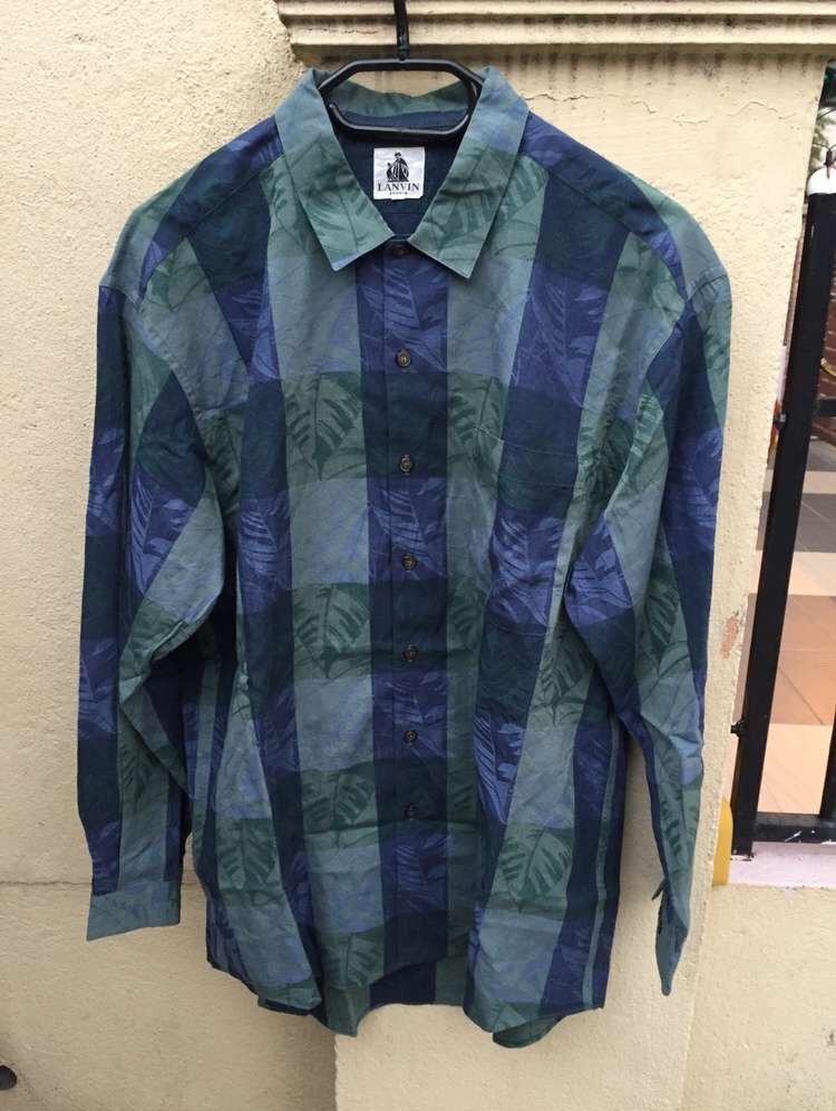 Lanvin Vintage Lanvin Studio Leaves Checkered Buttons Up | Grailed