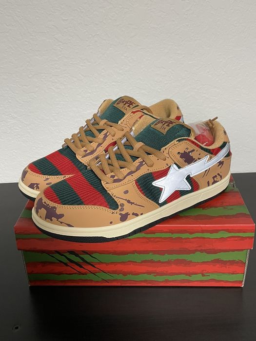Bape Size 13 Nightmare Freddy Krueger Indigo Studios Bape Dunk | Grailed
