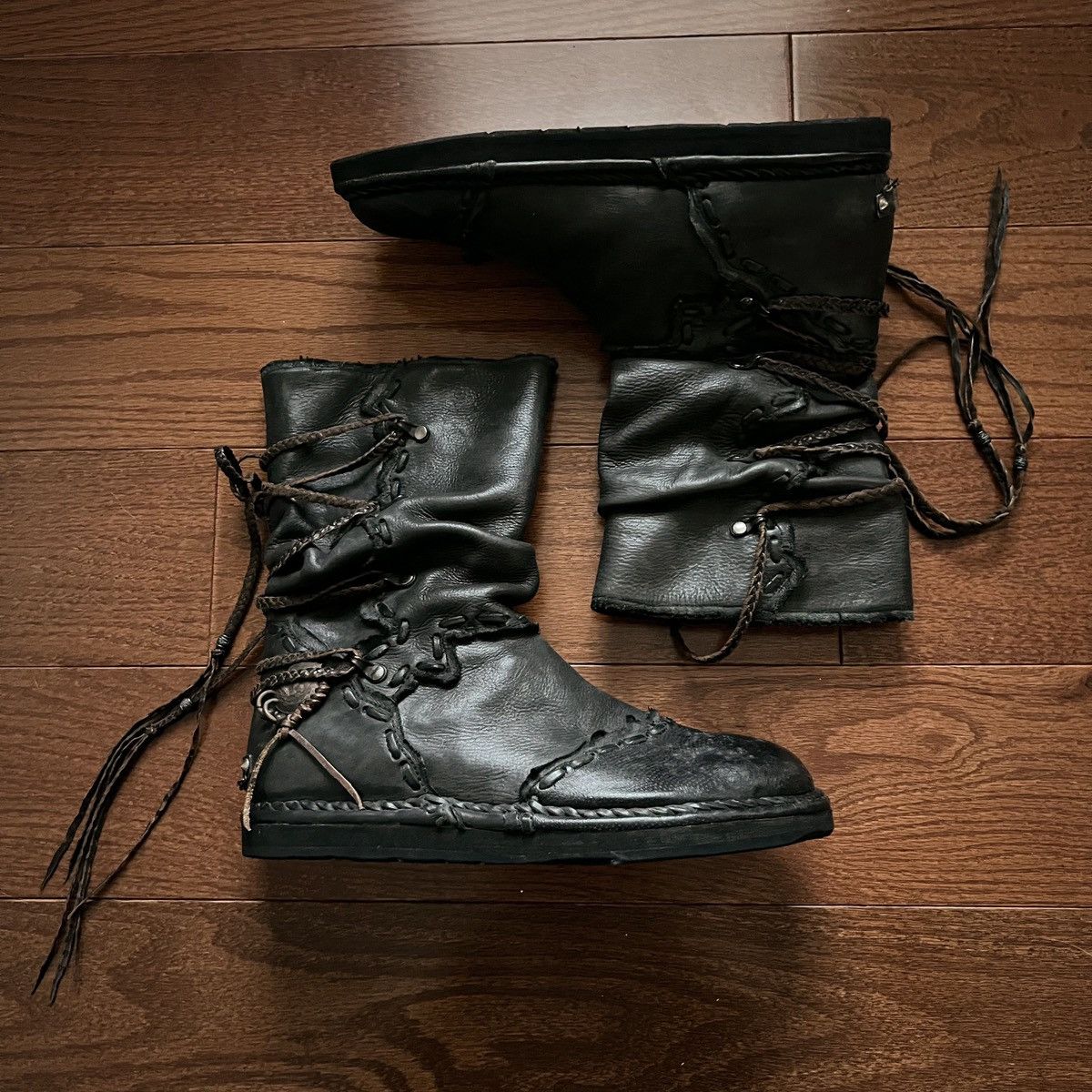14th Addiction 14th Addiction Heel Lace Leather Boots | Grailed