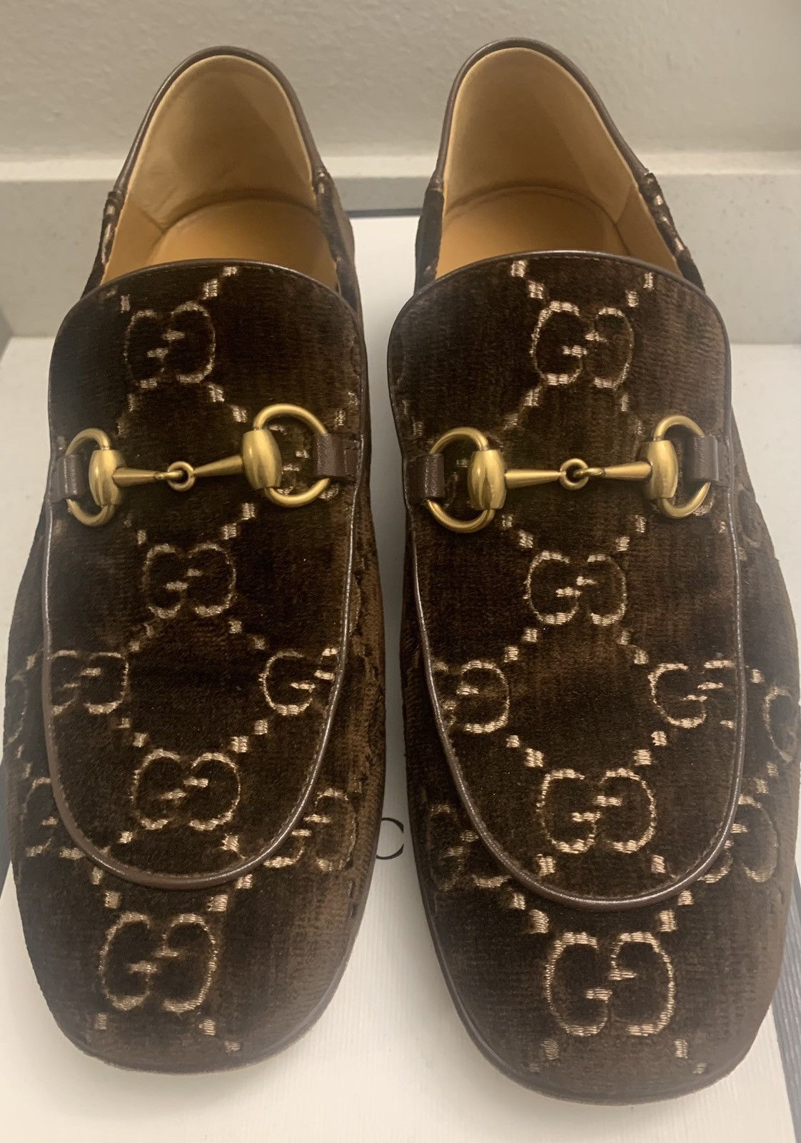 Gucci GUCCI Men’s Brown Velvet GG Quentin Loafer Shoes 8.5G/9.5US | Grailed