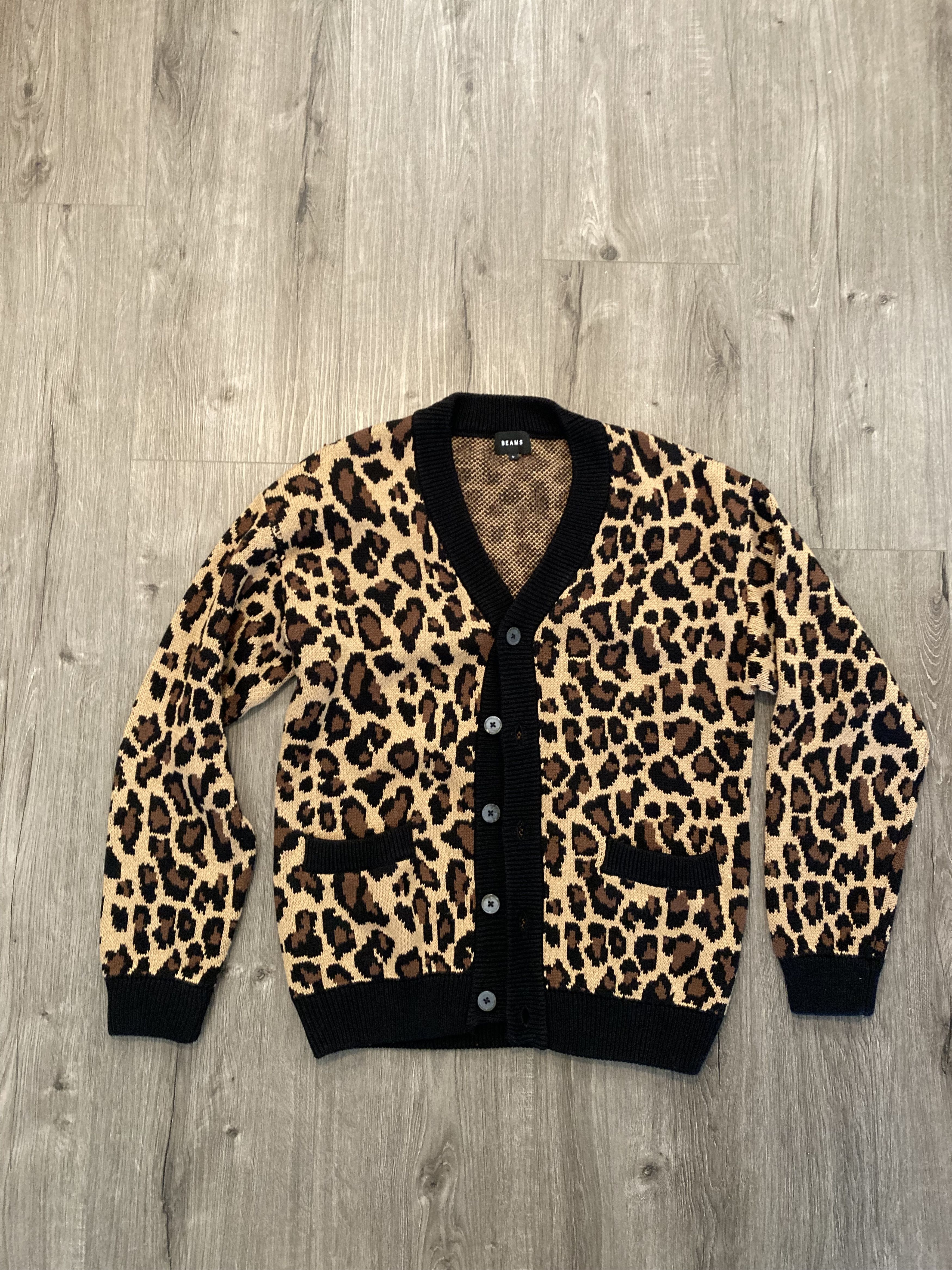 Beams Plus Leopard Print Cardigan | Grailed