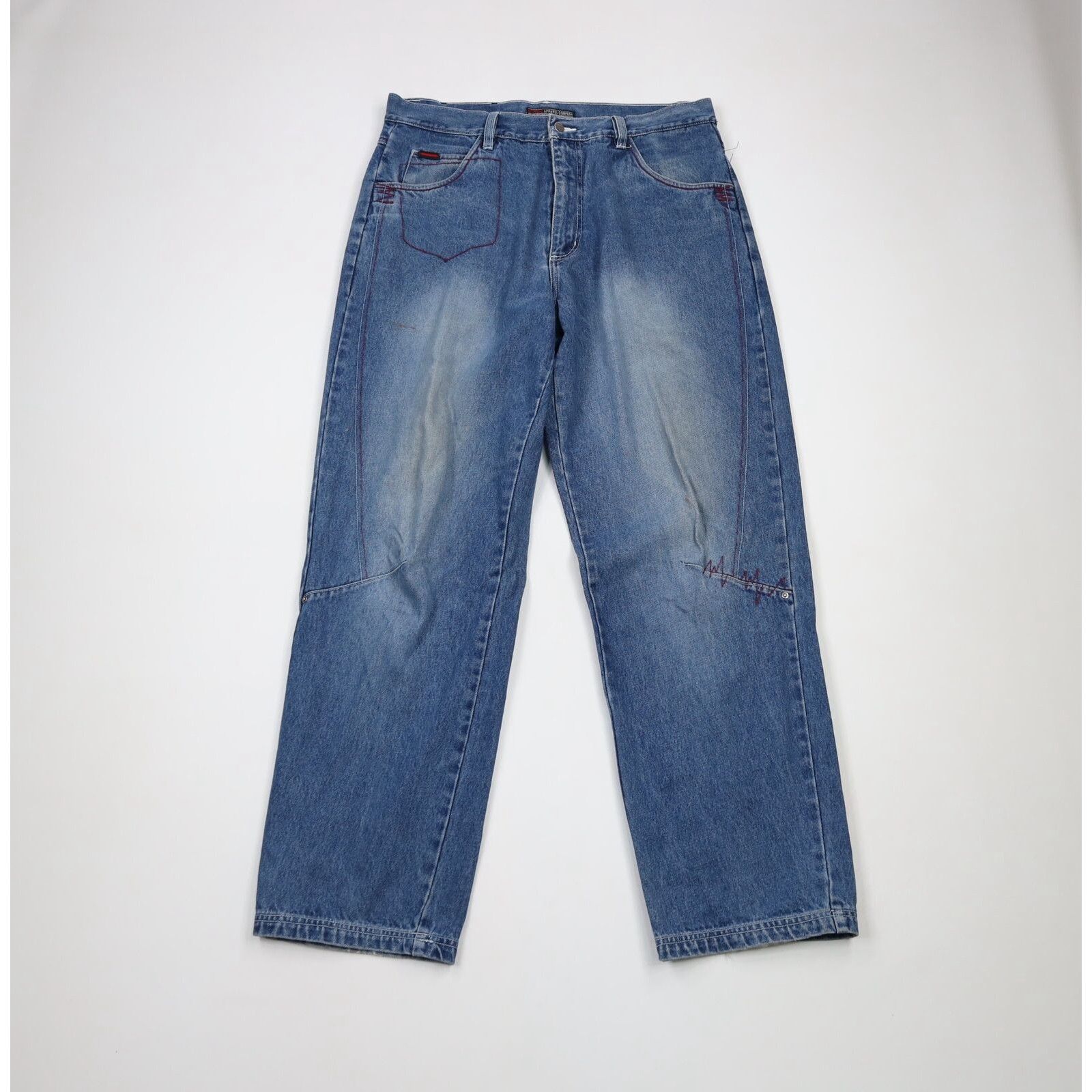 Fubu Vintage 90s FUBU Mens 36x34 Distressed Baggy Loose Fit Wide Leg ...