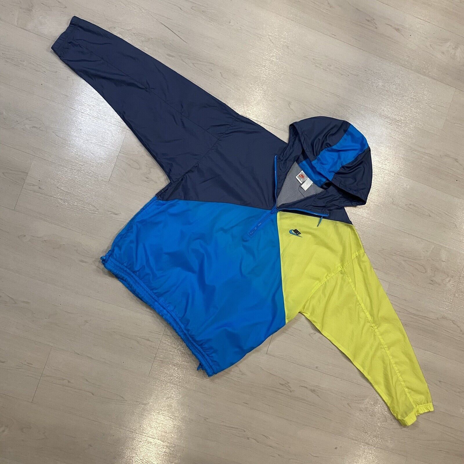 Nike Vintage 80s USA colorblock yellow blue vented nike windbreak | Grailed