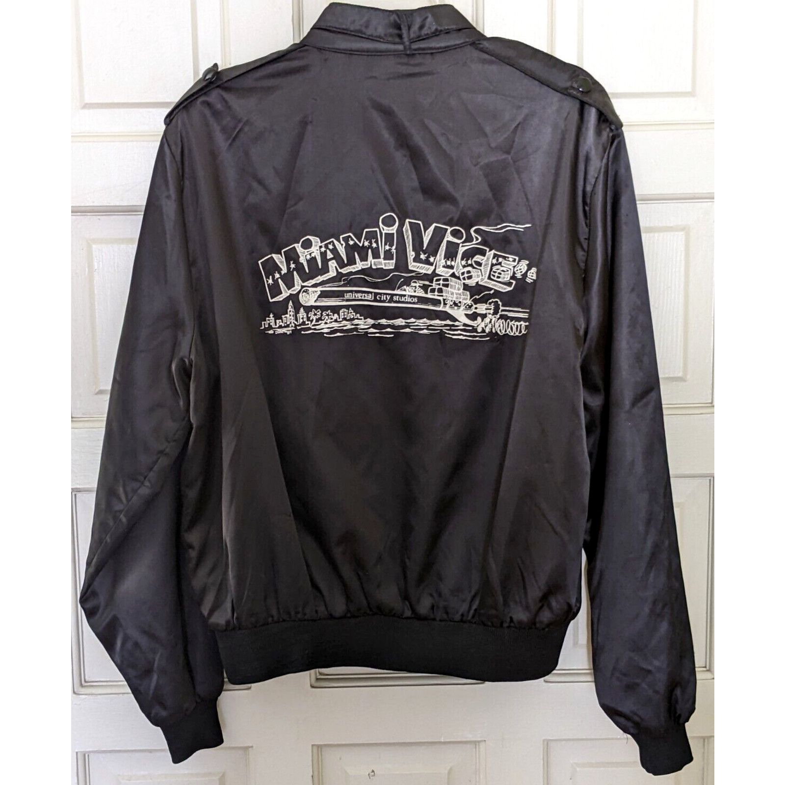 Vintage Vintage MIAMI VICE Crew Jacket Satin Universal Studios RARE ...