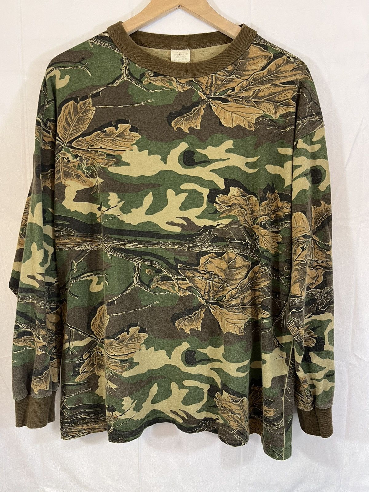 Vintage Vintage Woodland Camo Long Sleeve Military Boxy Tee | Grailed