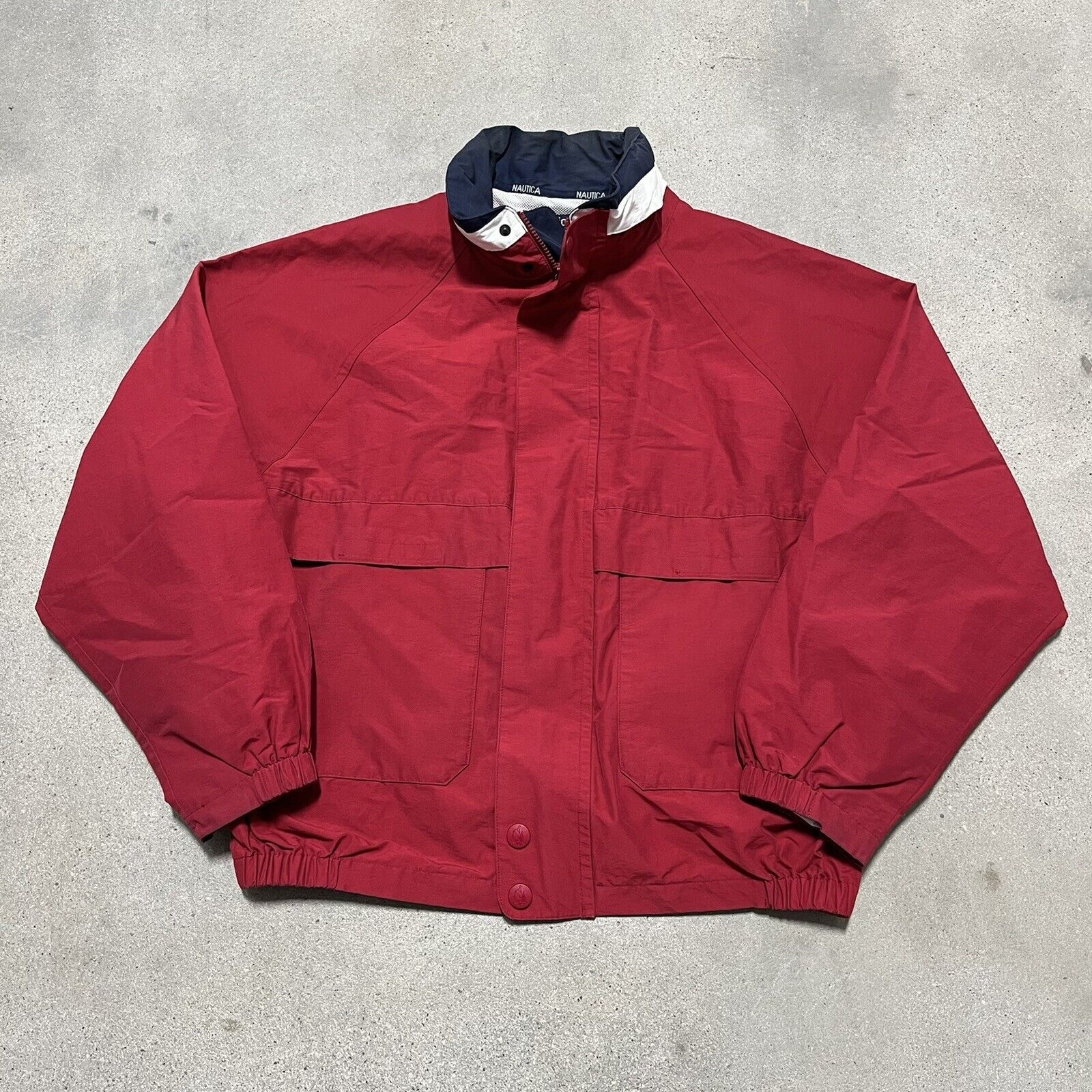 Nautica Vintage 90s Nautica Lightweight Windbreaker Jacket Red Sailing ...