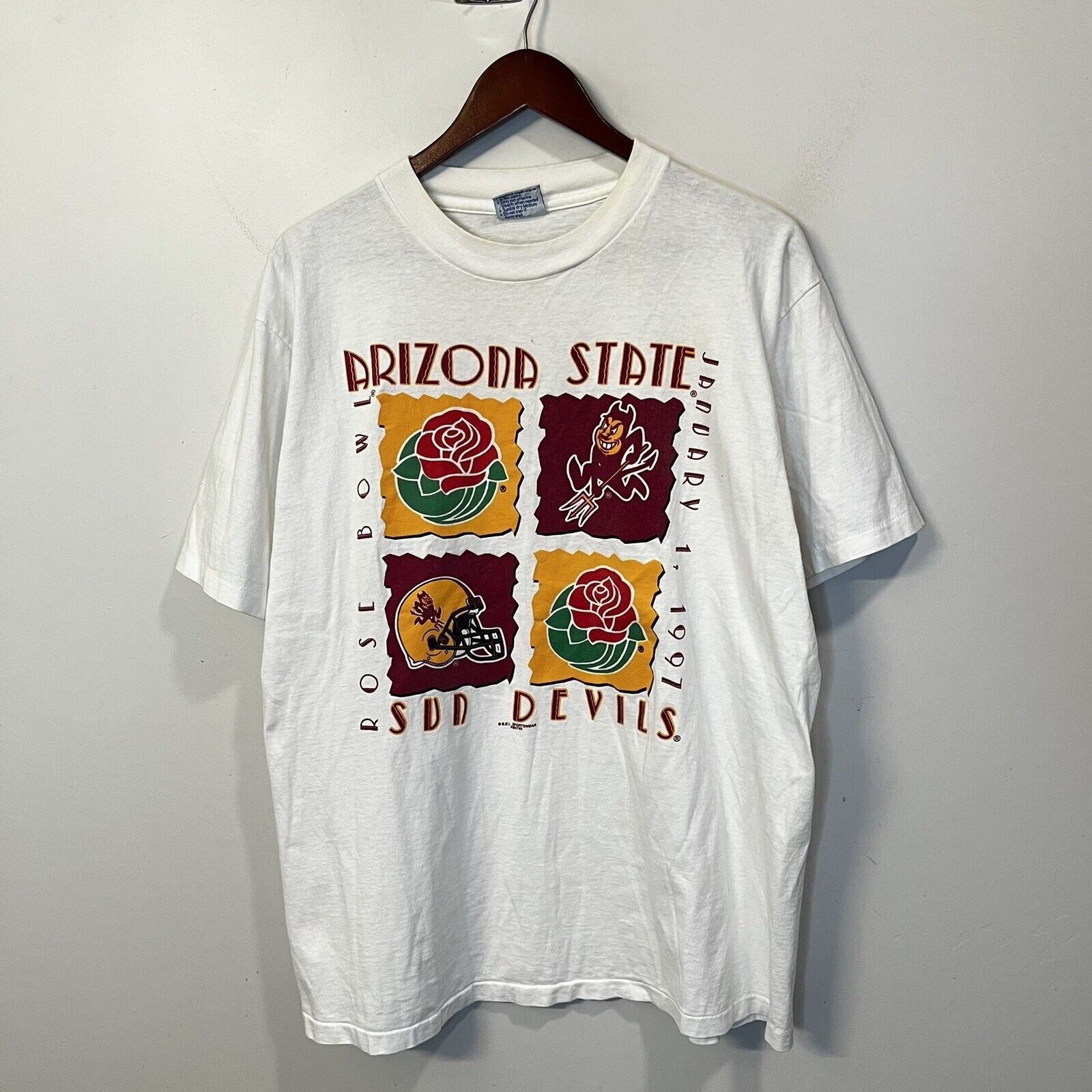 Vintage vtg 90s Arizona State Sun ASU Devils 1997 Rose Bowl T-Shirt ...