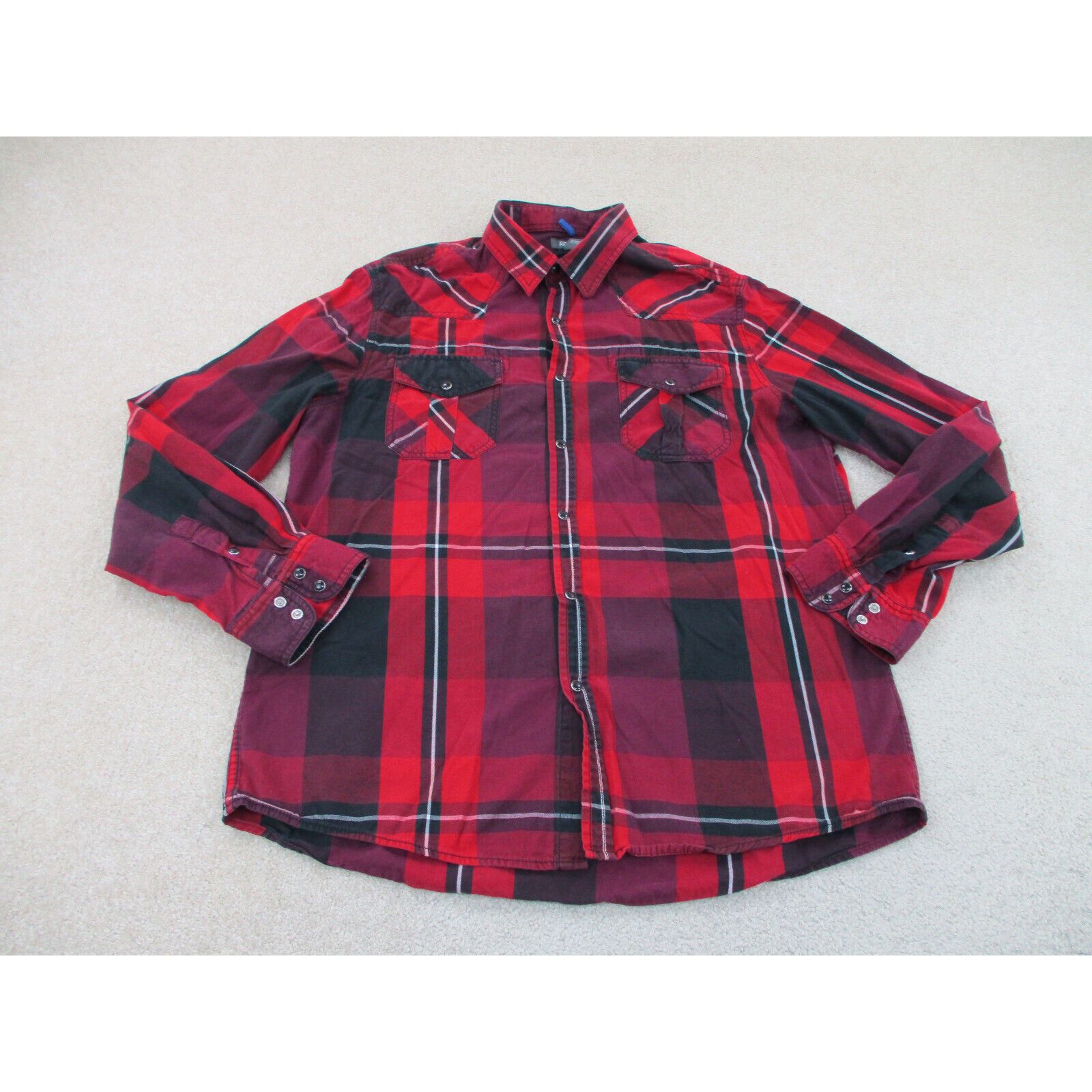 Kenneth Cole Kenneth Cole Shirt Adult Extra Large Red Black Plaid ...