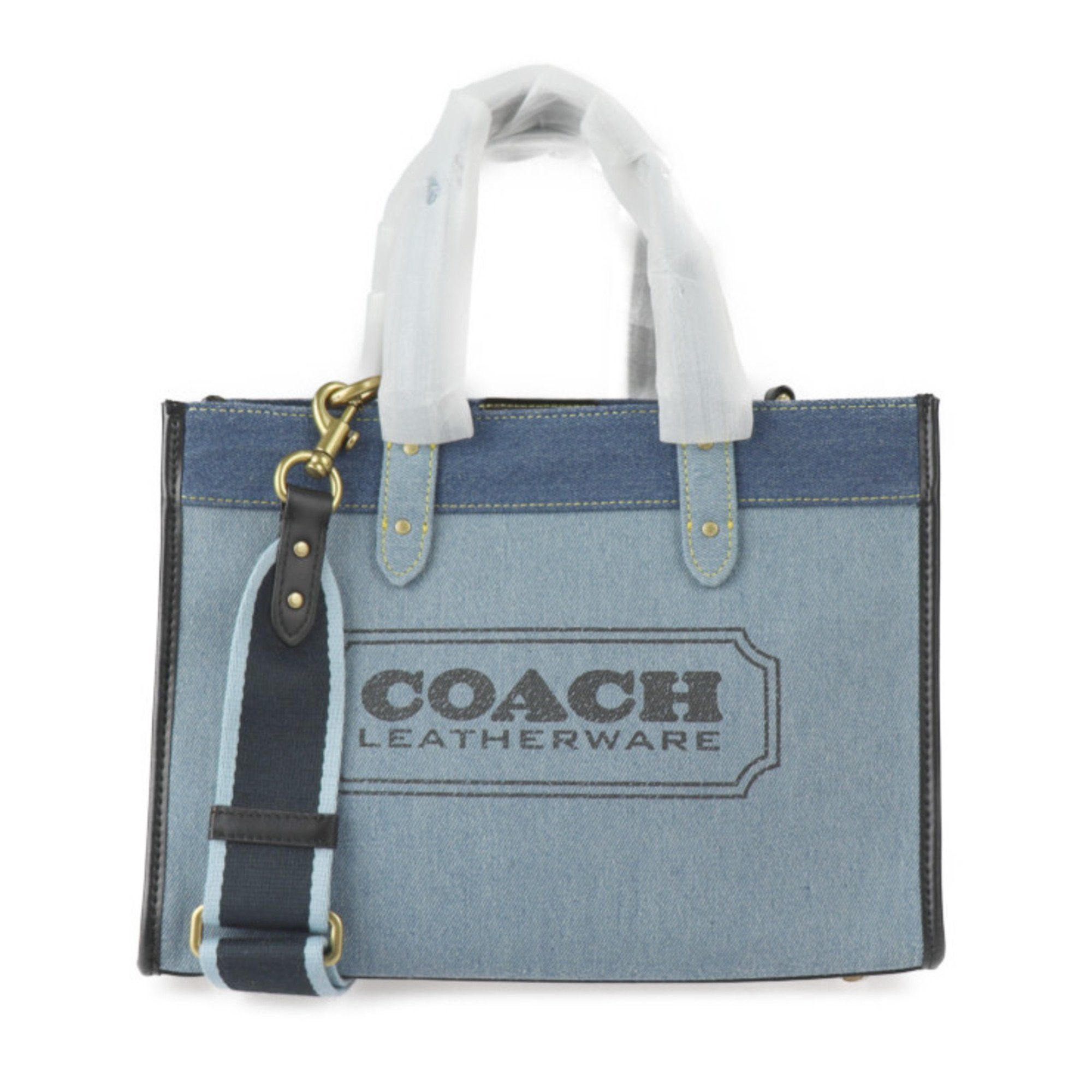 Coach COACH coach field tote 30 handbag 89163 denim blue system gold ...