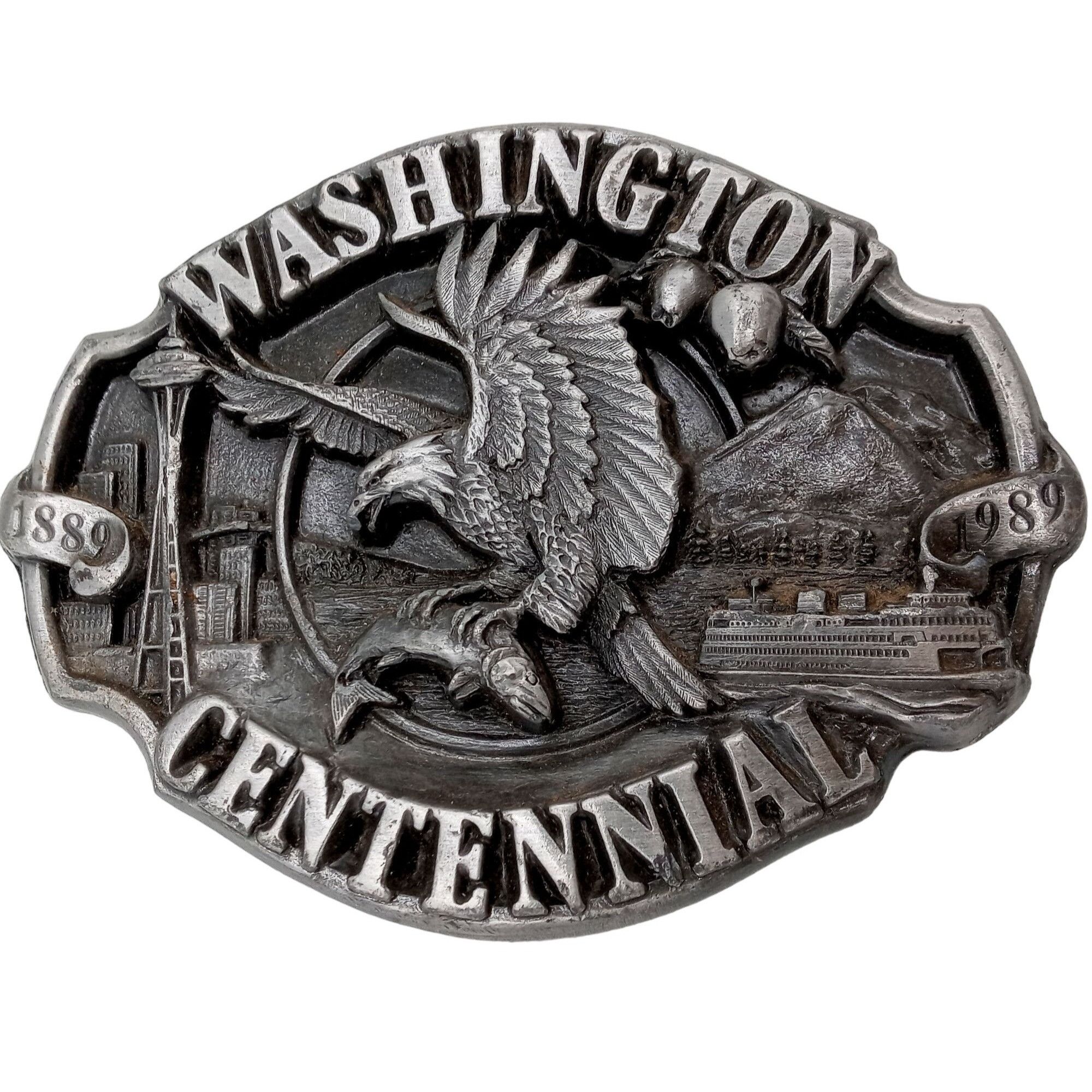 Vintage Washington State Belt Buckle Centennial 100 Years Eagle Bird ...