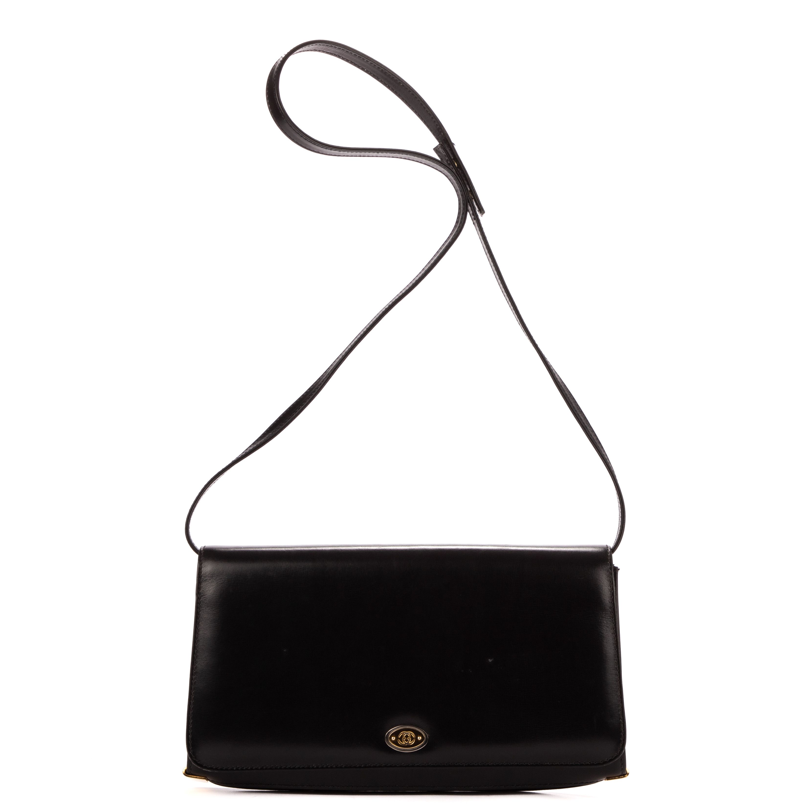 Gucci Vintage Rectangular Flap Crossbody in Black Smooth Calfskin ...