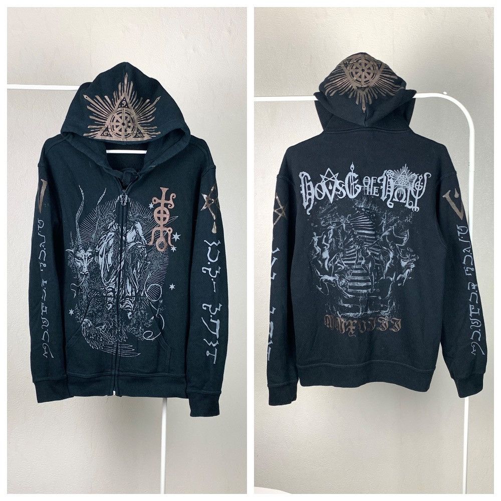 Band Tees × Vintage Art Hoodie Vintage Satanic Baphomet Hell Rock ...