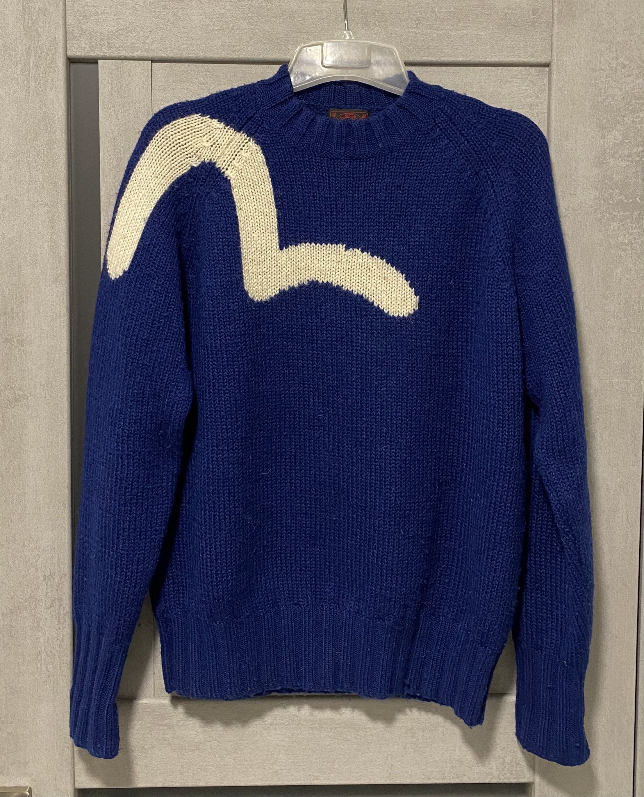 Evisu × Vintage Vintage EVISU knitted big logo wool sweater | Grailed