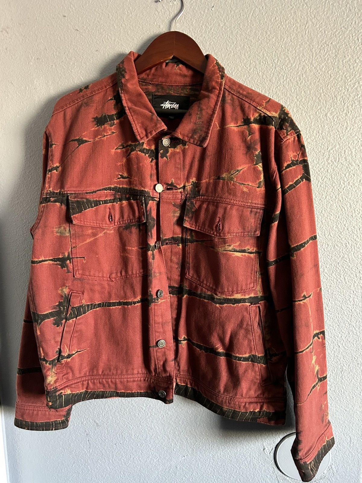 Stussy Stussy Red Tie Dyed Denim Jacket | Grailed