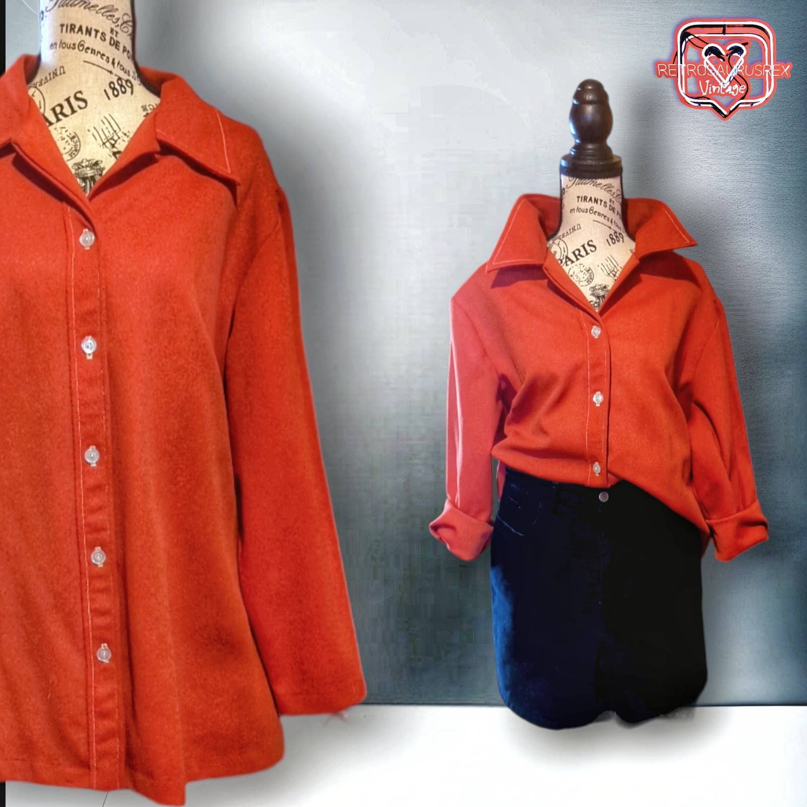 Vintage Vintage 1960's Funky Mod Red Polyester Collared Shirt | Grailed