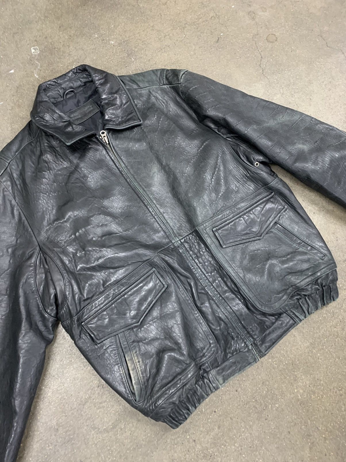 Leather Jacket × Military × Vintage Vintage G2 Black Leather Jacket ...