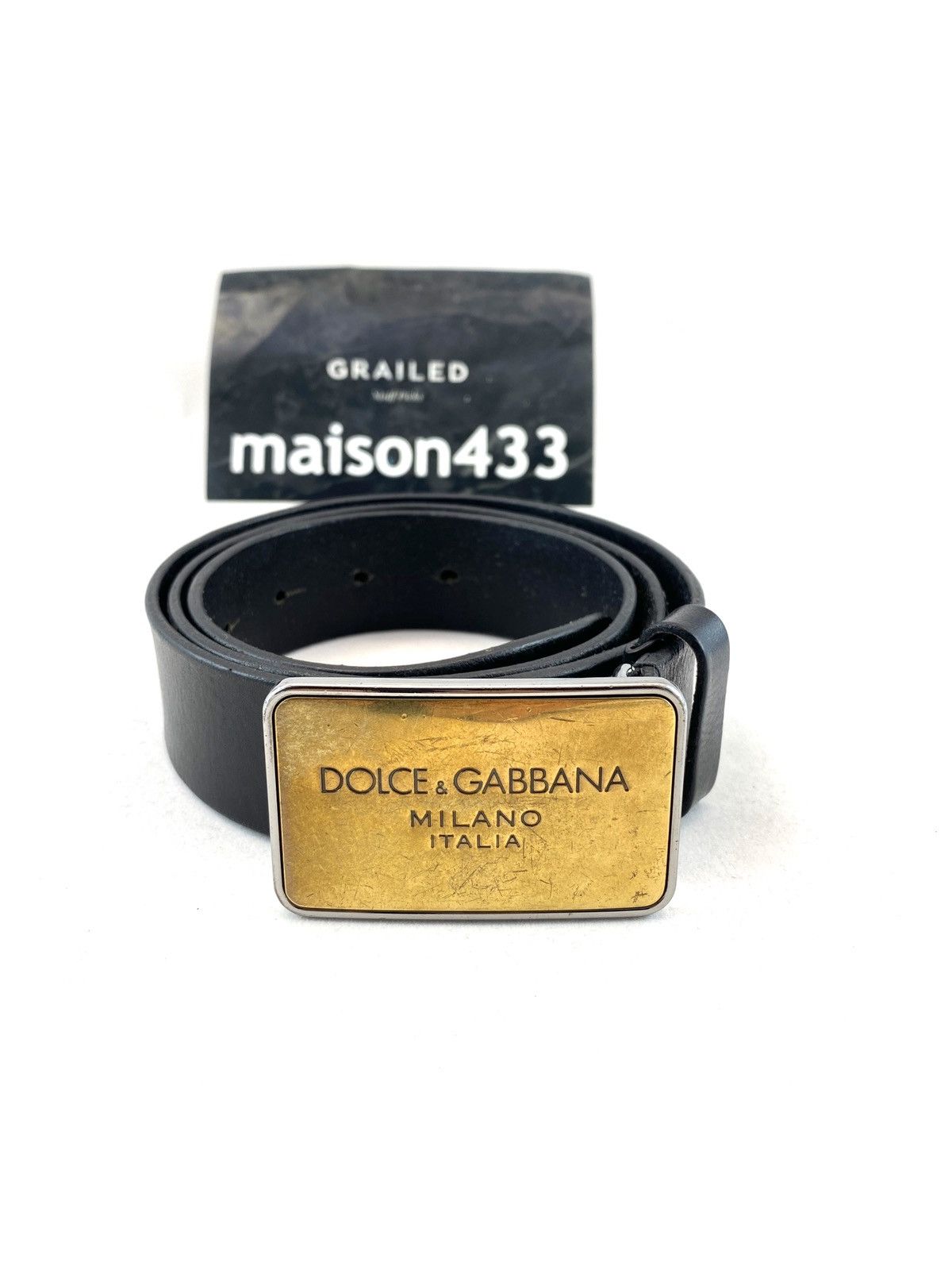 Dolce & Gabbana Dolce & Gabbana Leather Belt Gold Buckle Logo | Grailed