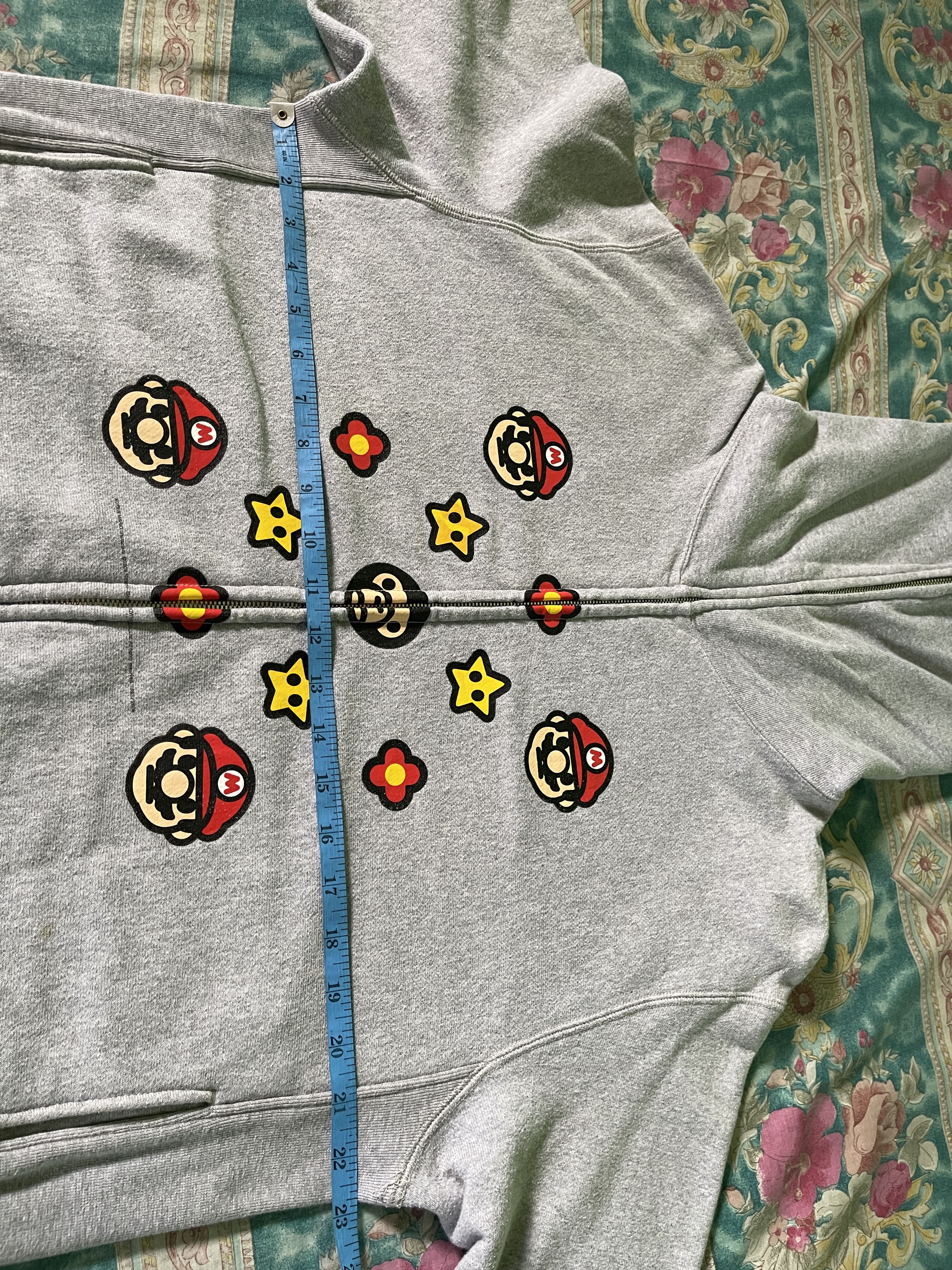 Bape BAPE × Nintendo Mario Milo Monogram Full Zip Hoodie Gray | Grailed