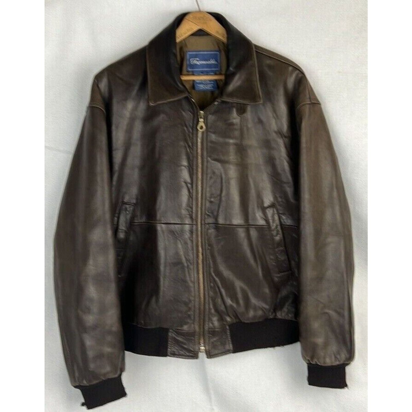 Vintage Faconnable Soft Lambskin Leather Jacket Brown Bomber Jacket Men ...